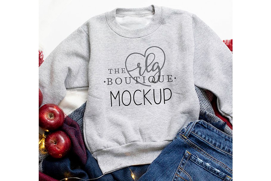 Gray Sweatshirt fall Mockup (129326) | Mockups | Design Bundles