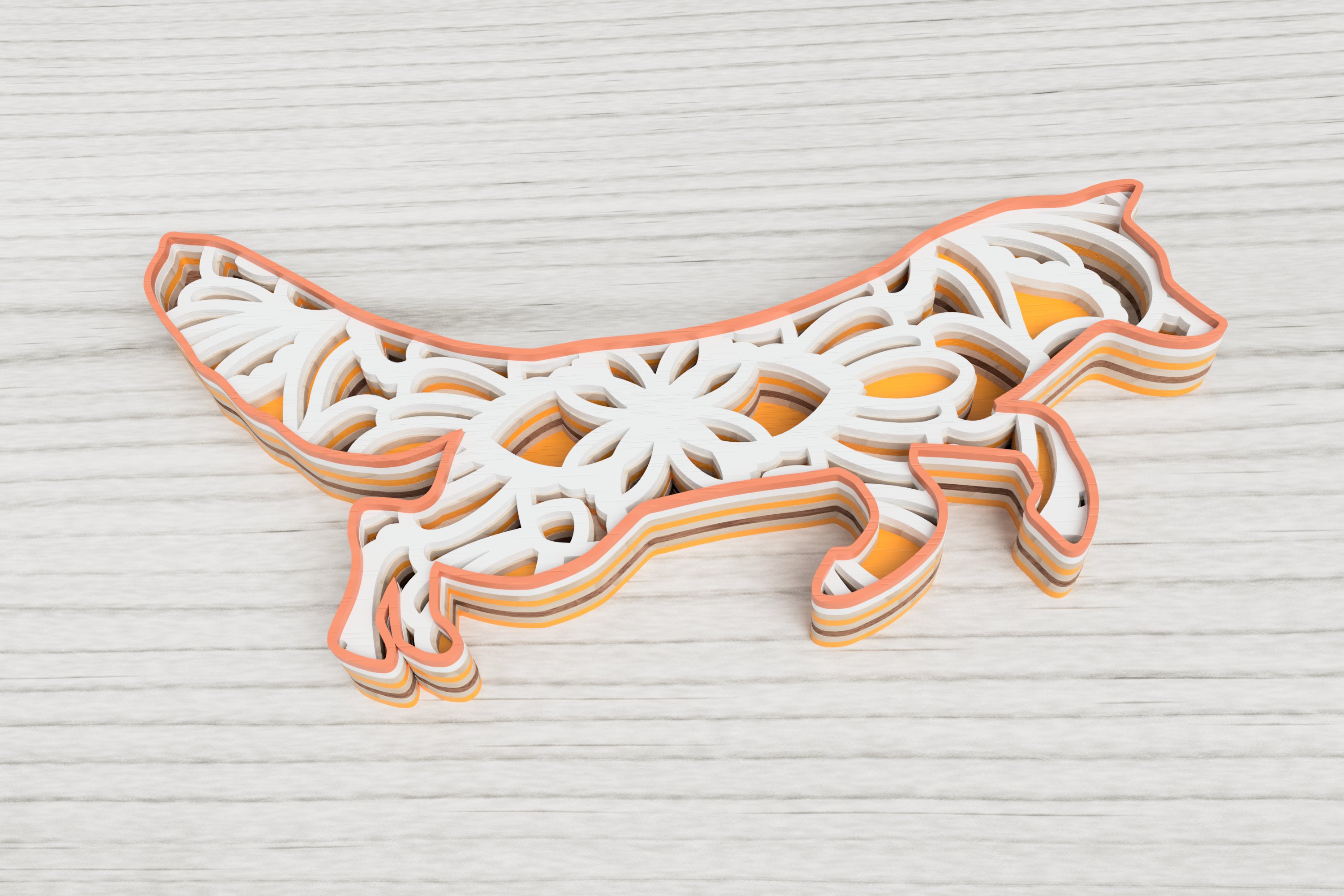 Animal laser cut file - Fox Mandala