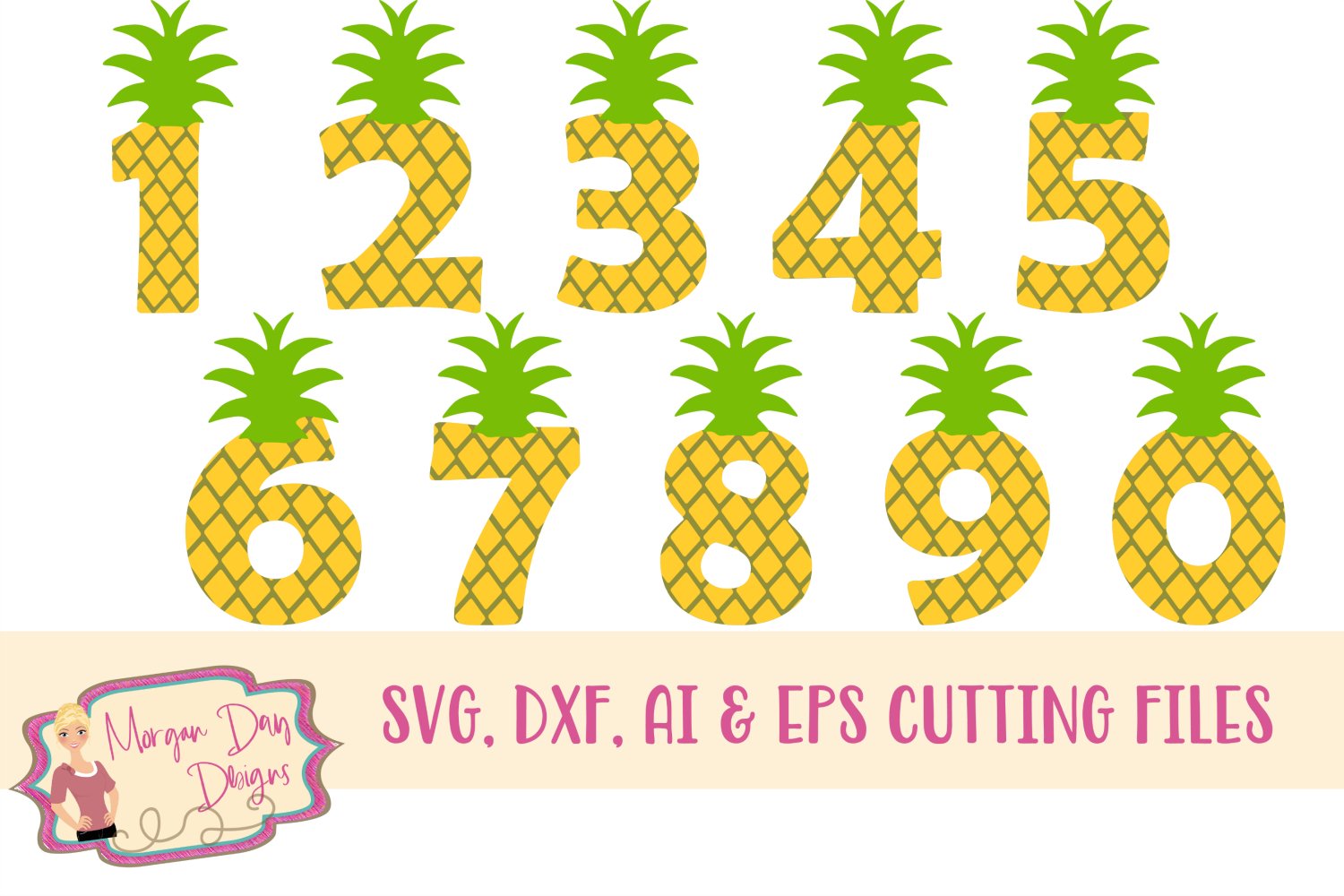 Pineapple Numbers SVG, DXF, AI, EPS, PNG, JPEG (116561) | Cut Files ...
