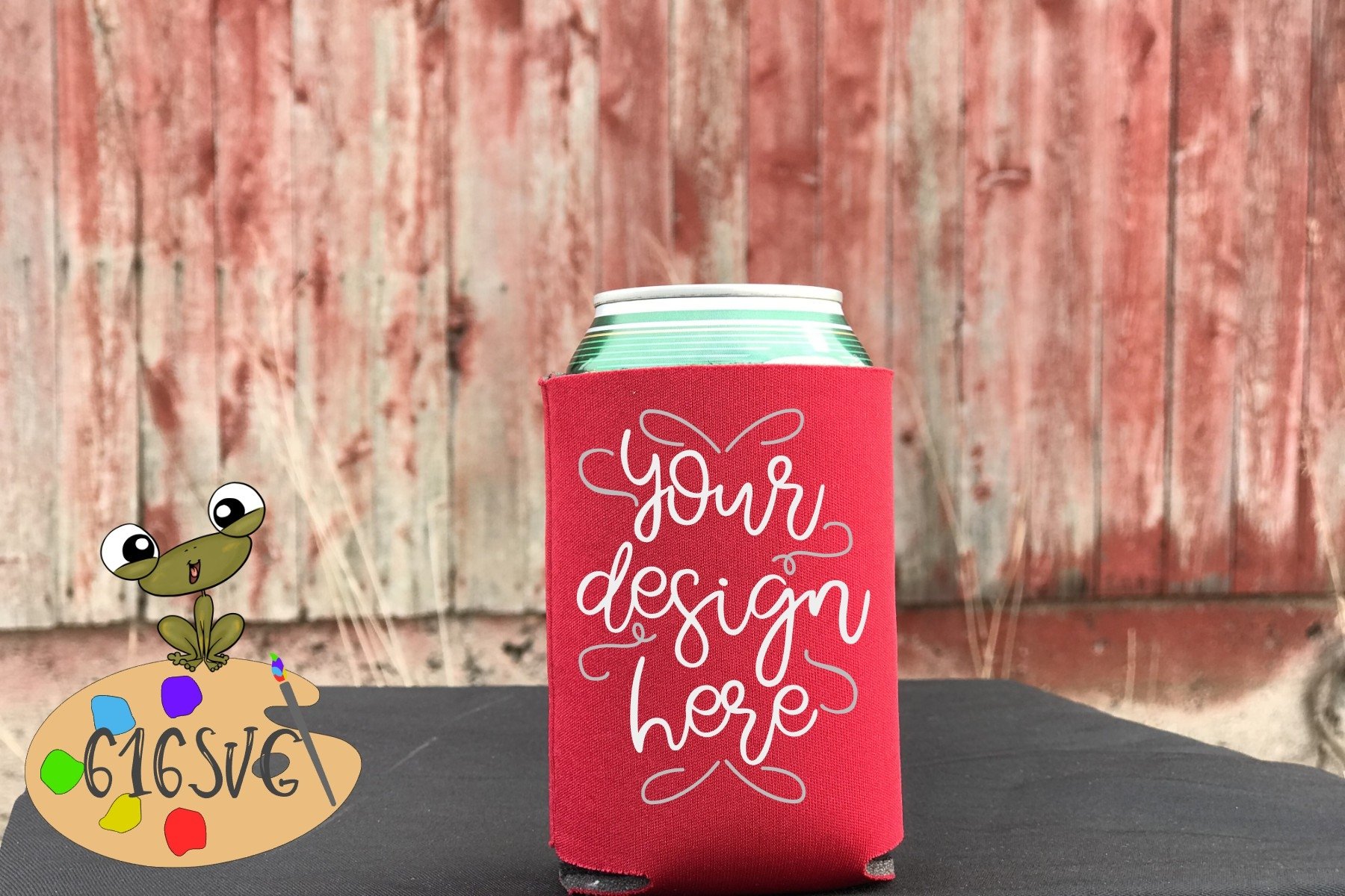 Red Can Cooler Mockup (243286) | Accessories | Design Bundles