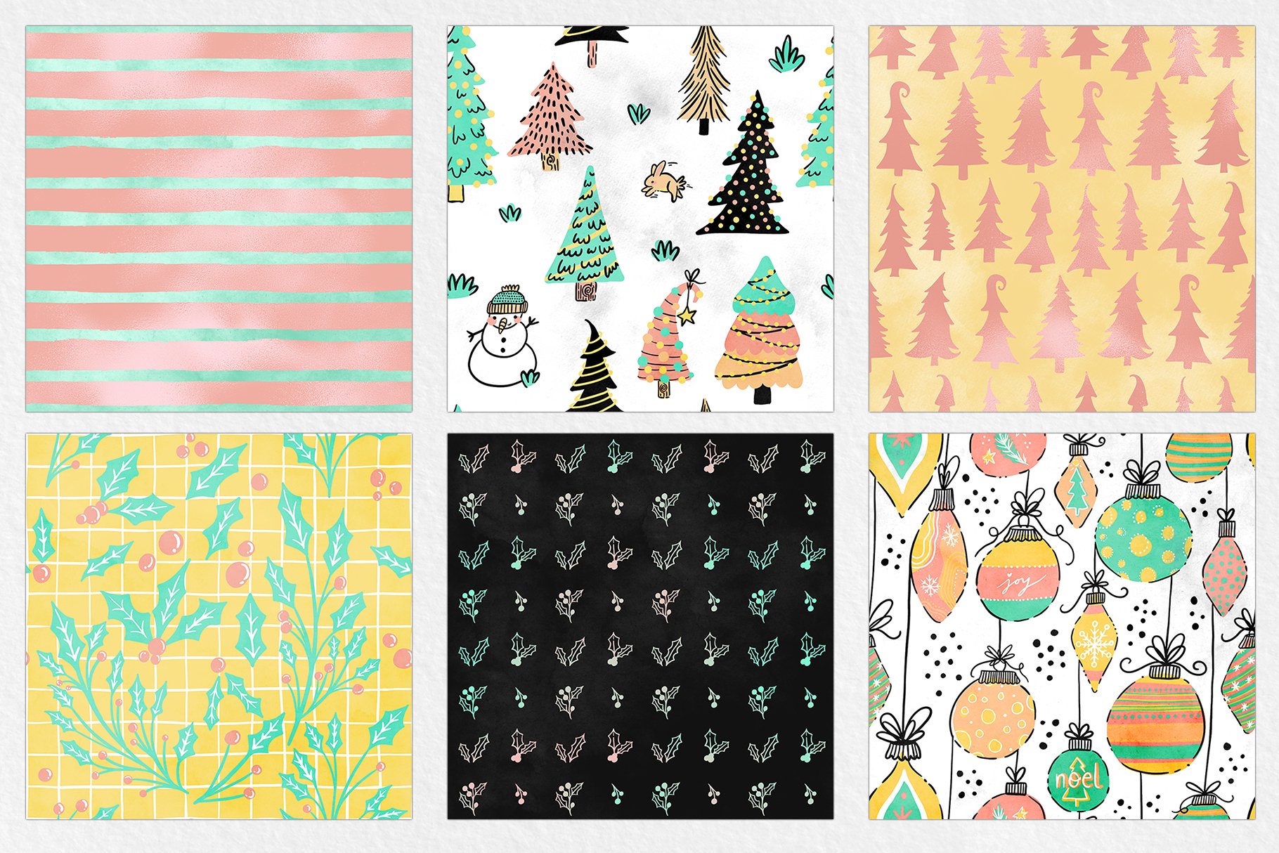 Pastel Holiday Digital Paper Pack