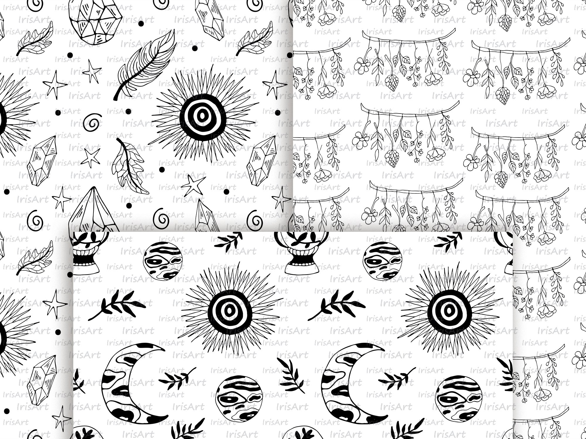 Black And White Witchcrafts And Magic Digital Paper Pack (1117942 ...