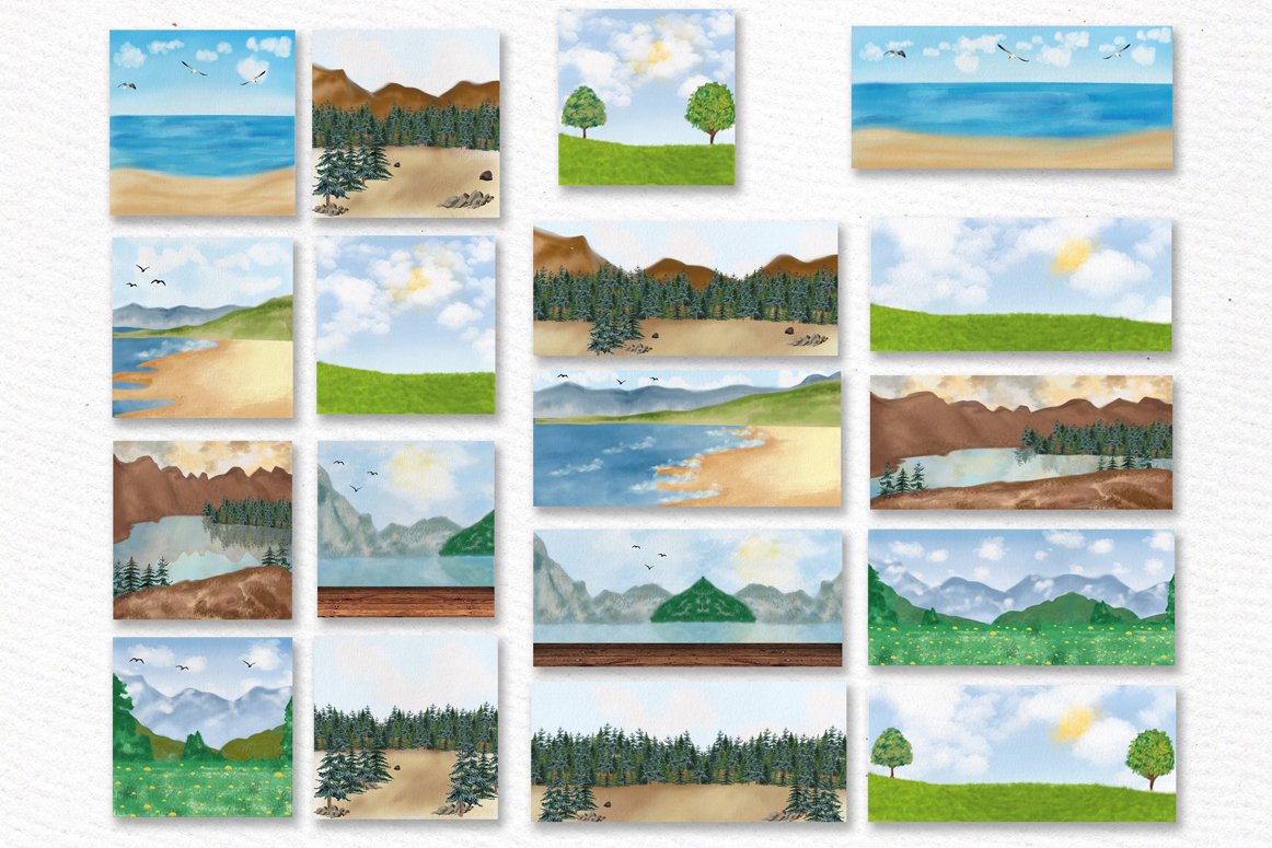 Lanscapes clipart Mug templates Spring Summer background (444832 ...