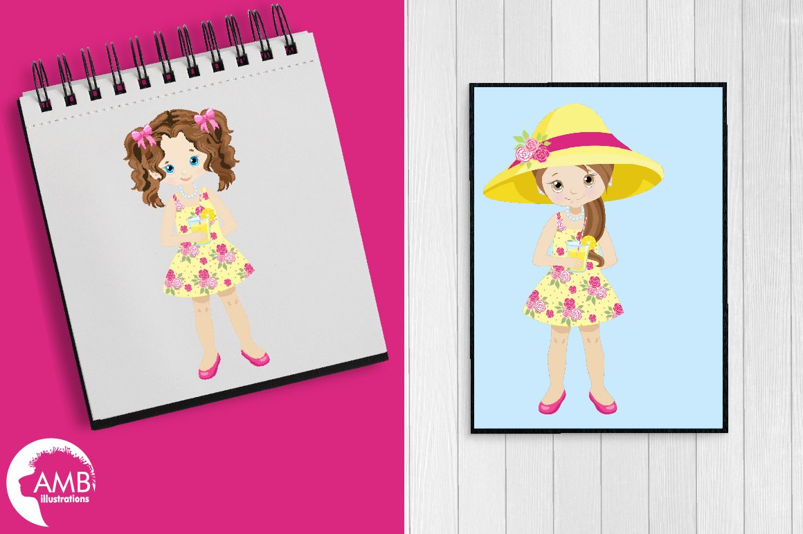 Lemonade Girls clipart AMB-2187 (548274) | Icons | Design Bundles