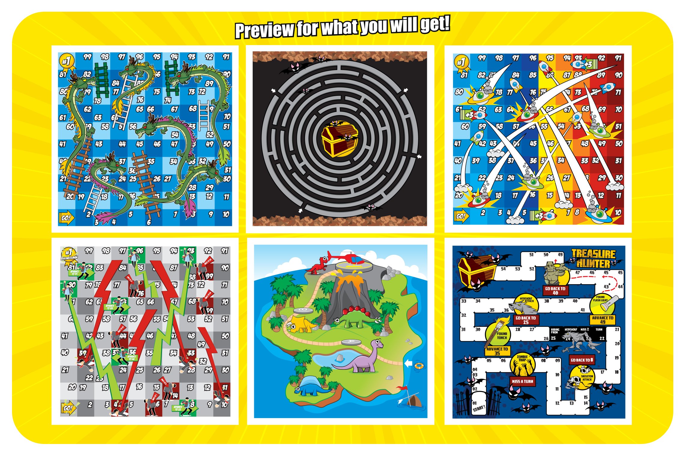 20 Boardgame Template Set Graphic (536363) | Illustrations | Design Bundles