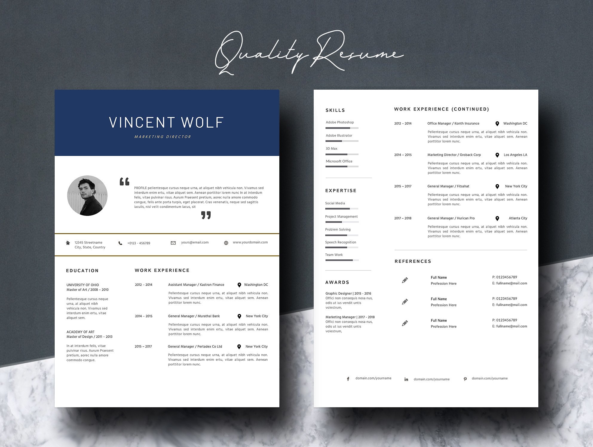 Clean 4 Pages Resume Template (11609) | Resume Templates | Design Bundles