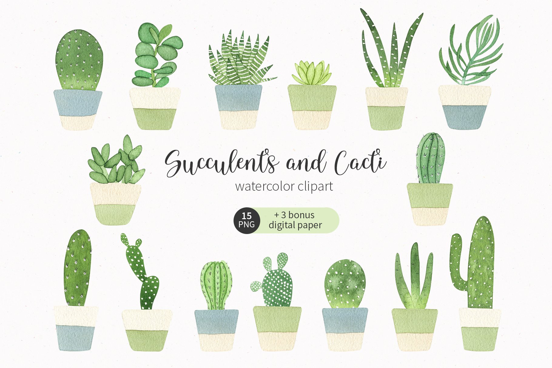 Succulent and cactus watercolor clipart (1163883) | Illustrations ...