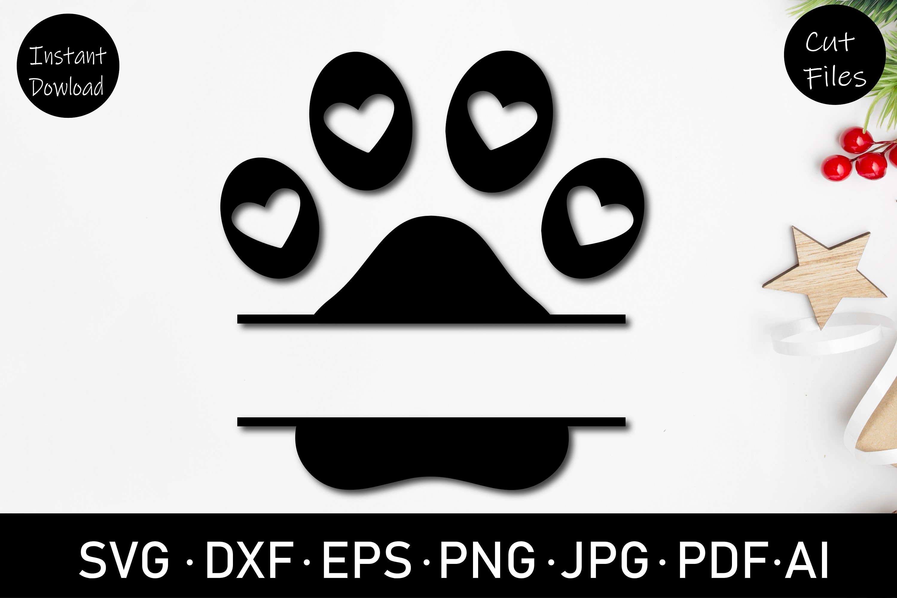 paw svg, dog svg, paw svg file, paw split monogram svg, dxf (1241464 ...
