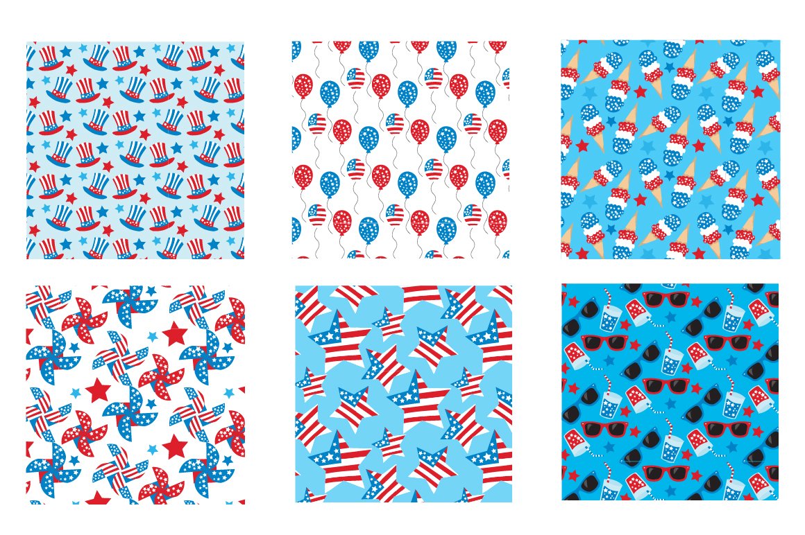 4th of July Pattern collection, vector ai, eps and jp