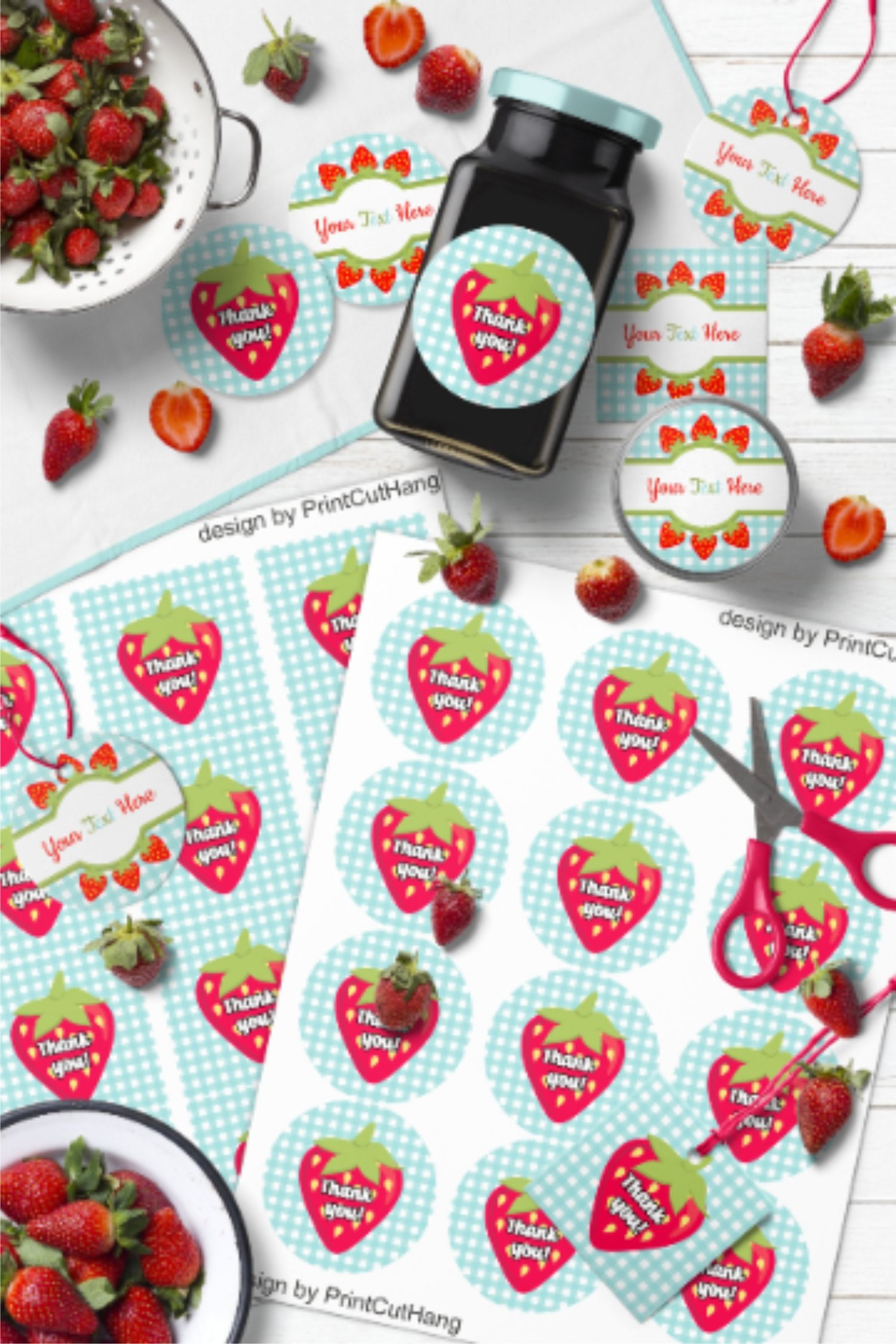 Strawberry Round Labels 2.5 in