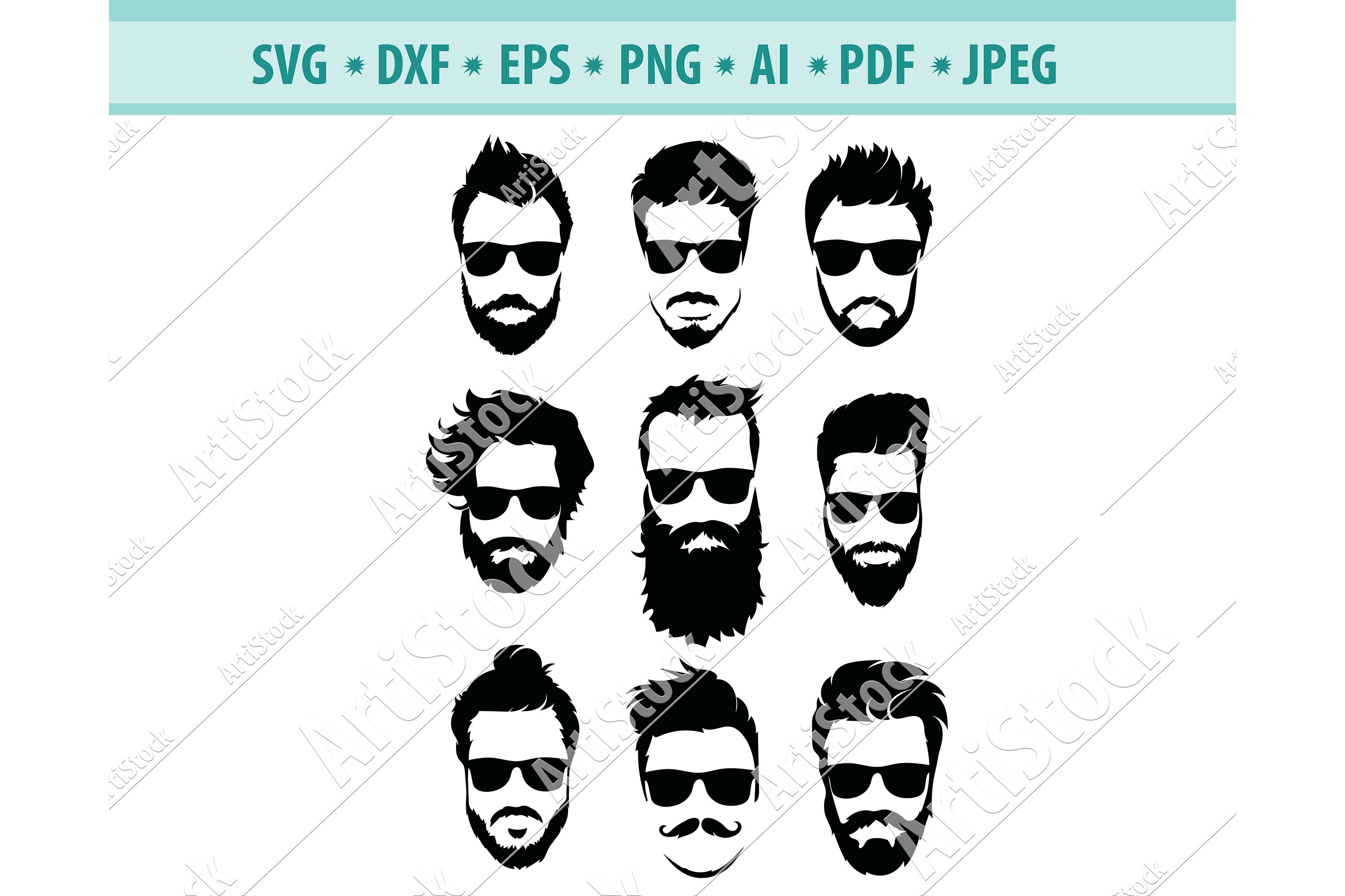Beard Man face svg Hairstyle men clipart Beard man, Beards svg 10 Beard ...