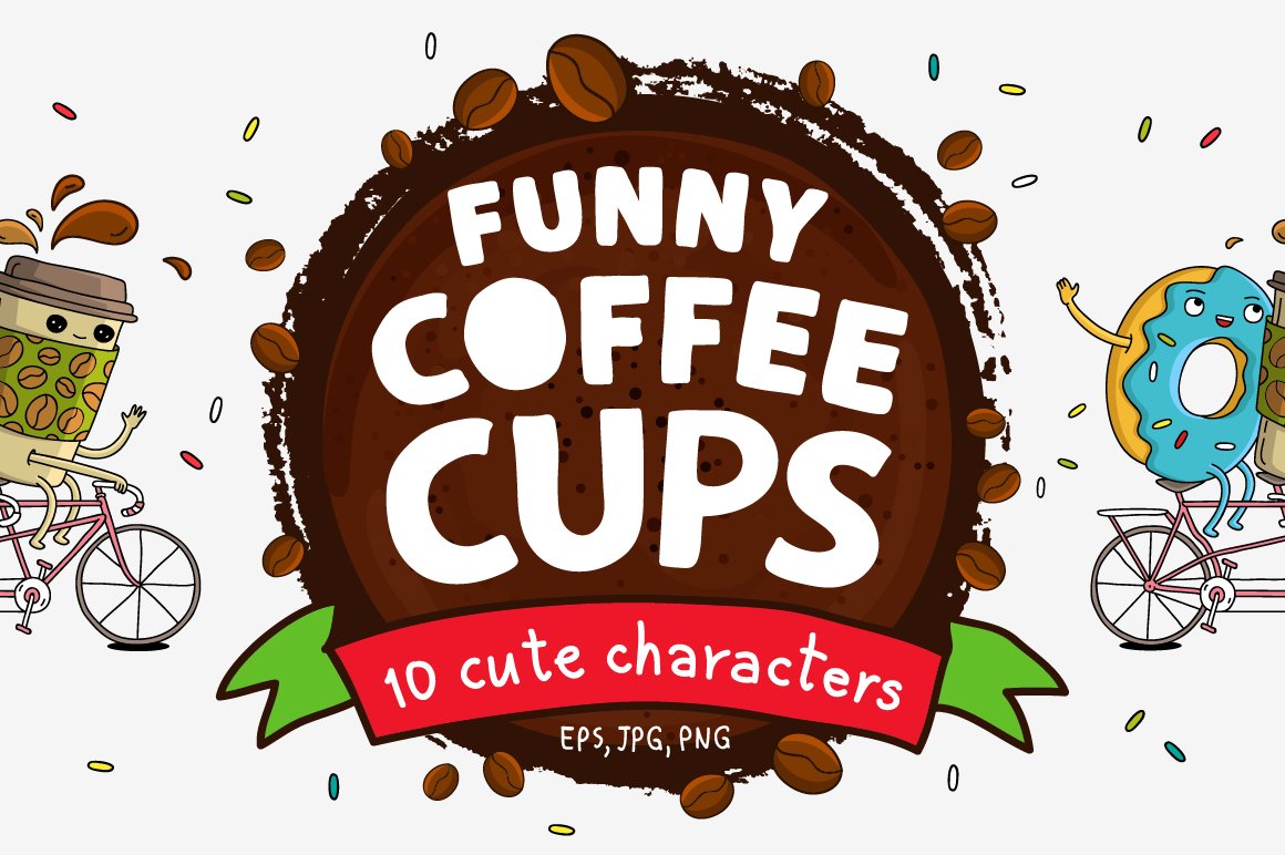 Funny Coffee Cups (15949) | Illustrations | Design Bundles