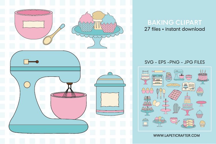 Baking clipart, birthday cake, cupcakes and cooking vectors (287073 ...