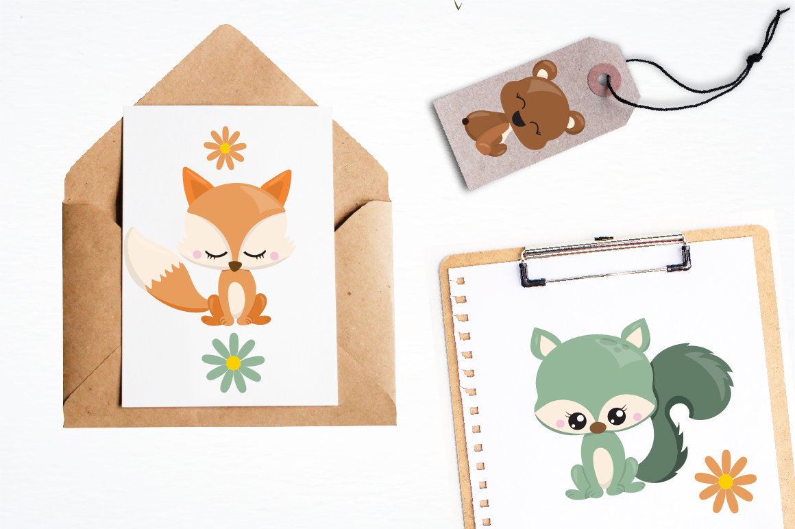 Woodland friends graphics and illustrations