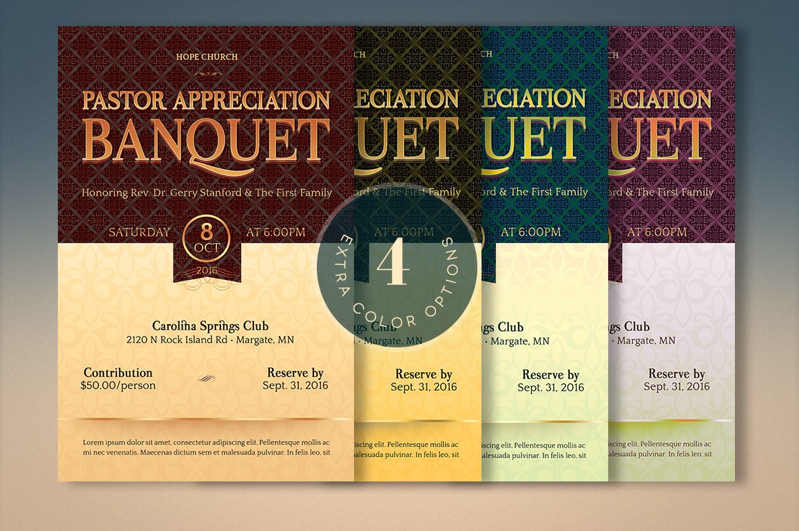 Pastor Appreciation Banquet Template Kit (3373) | Flyers | Design Bundles