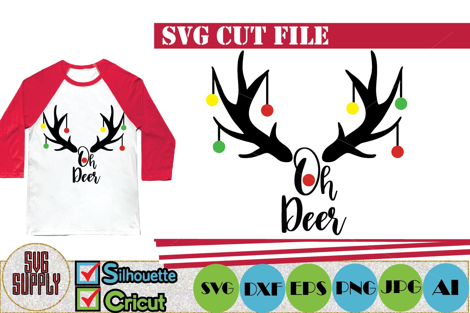 Oh Deer Christmas SVG Cut File (157185) | SVGs | Design Bundles