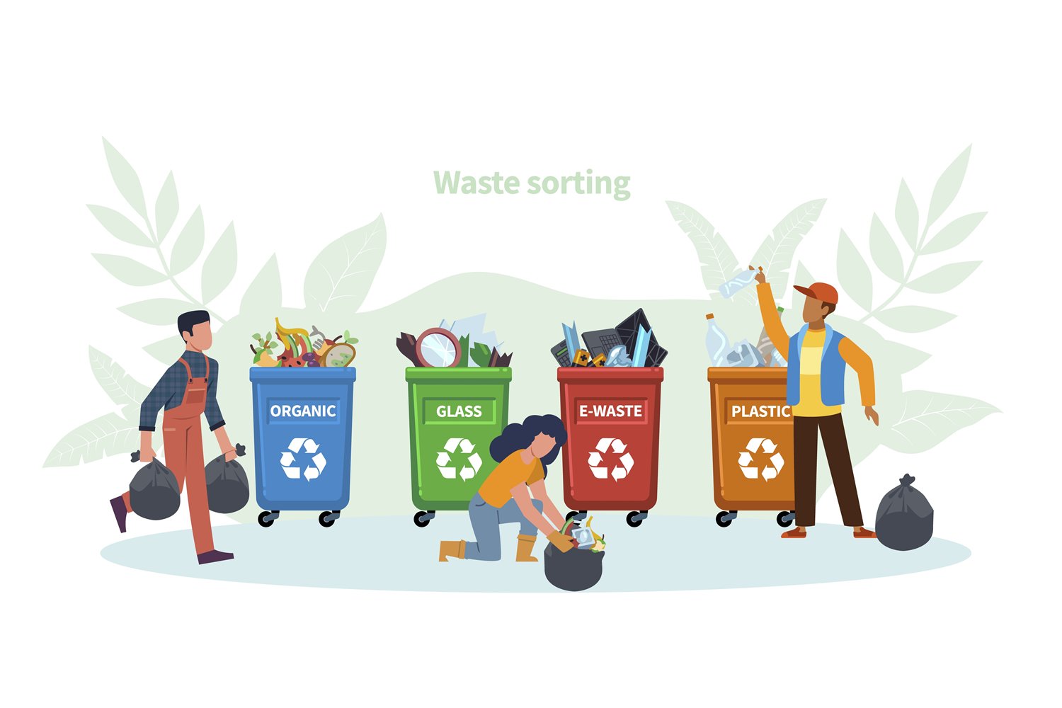 Waste management concept. People throw garbage in containers (1102889 ...