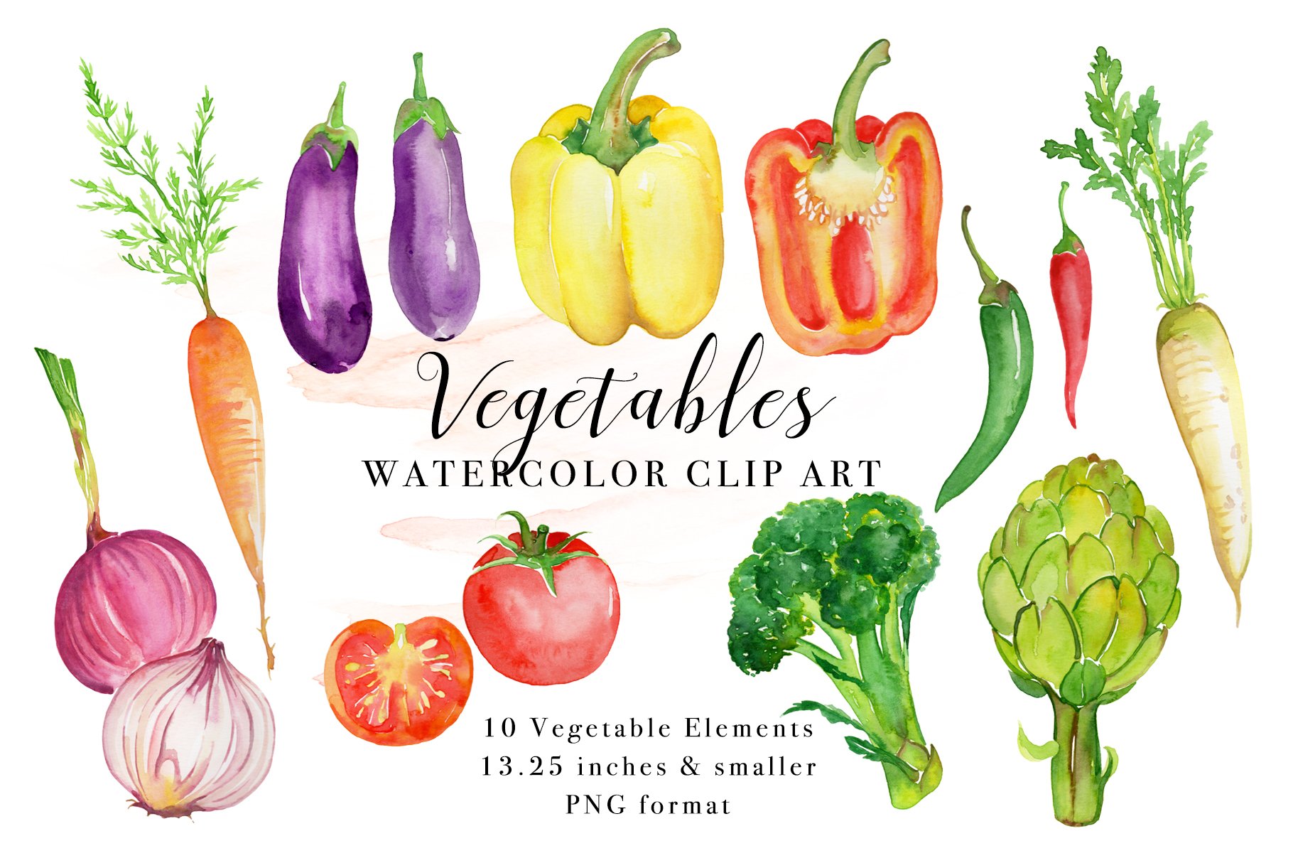 Vegetables Watercolor Clip Art, Painted Vegetable (845238 ...