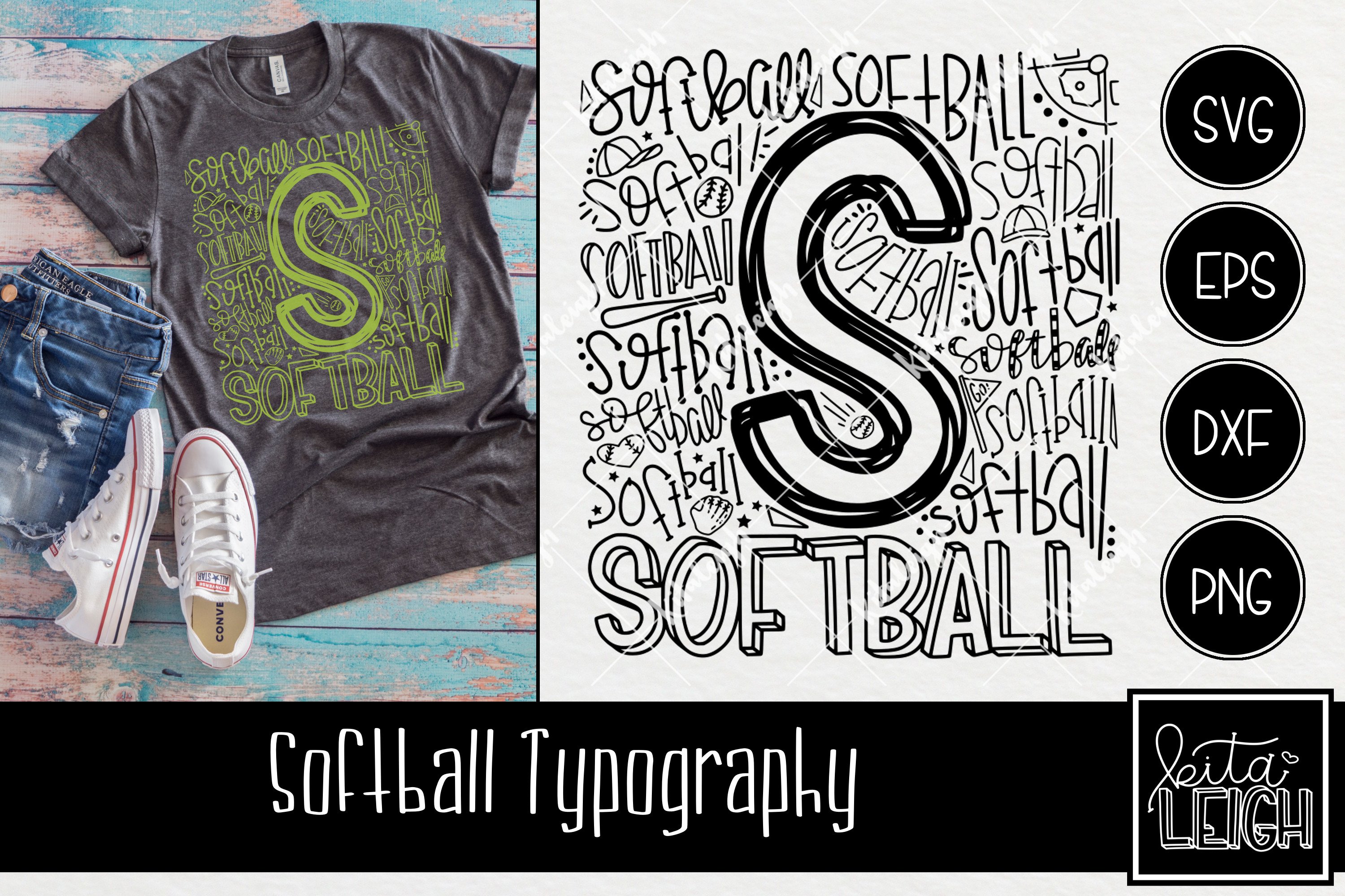 Softball Typography (118611) | Hand Lettered | Design Bundles