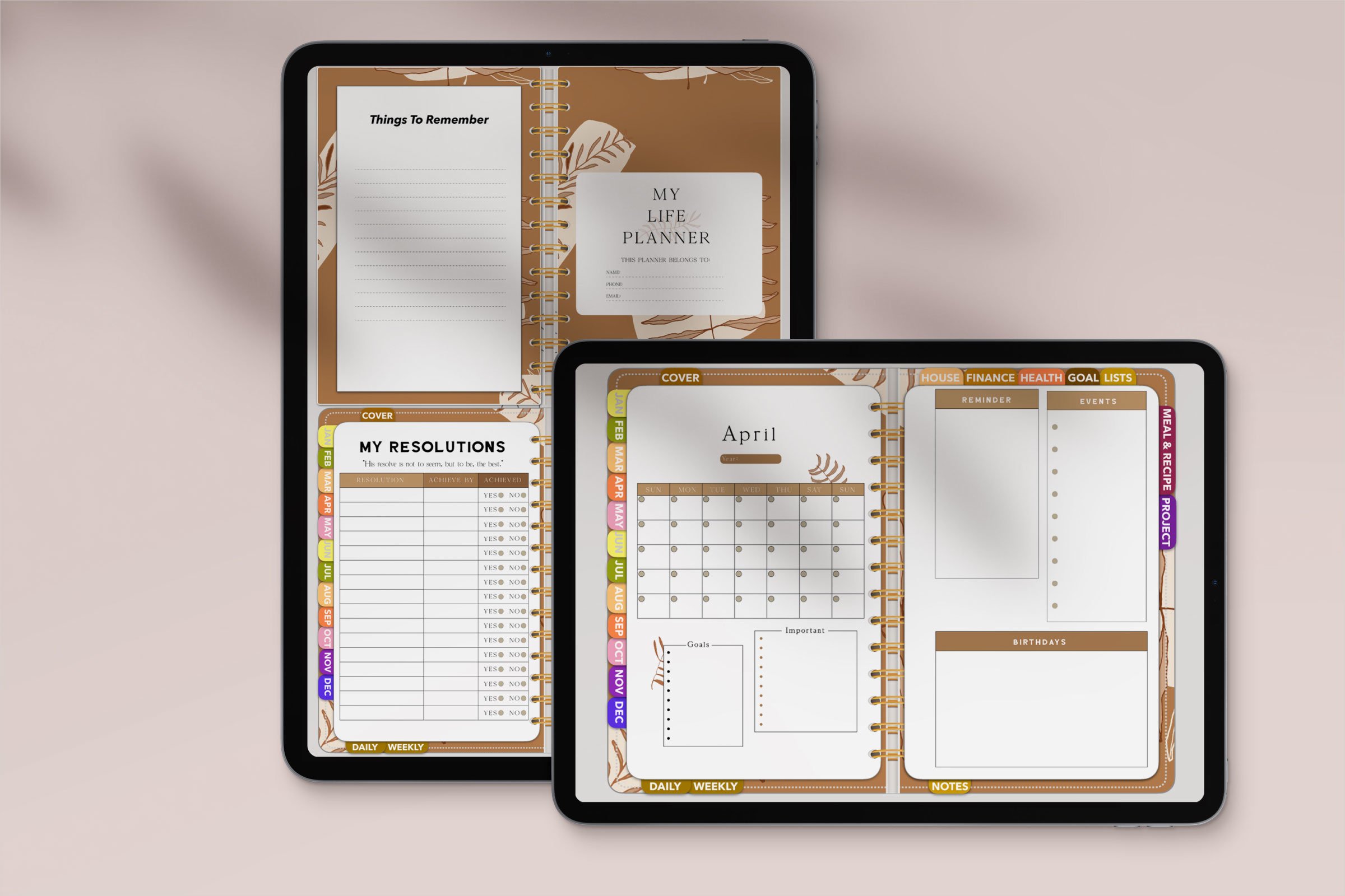 Earthy Life Planner Undated | Horizontal Version (540179) | Digital ...