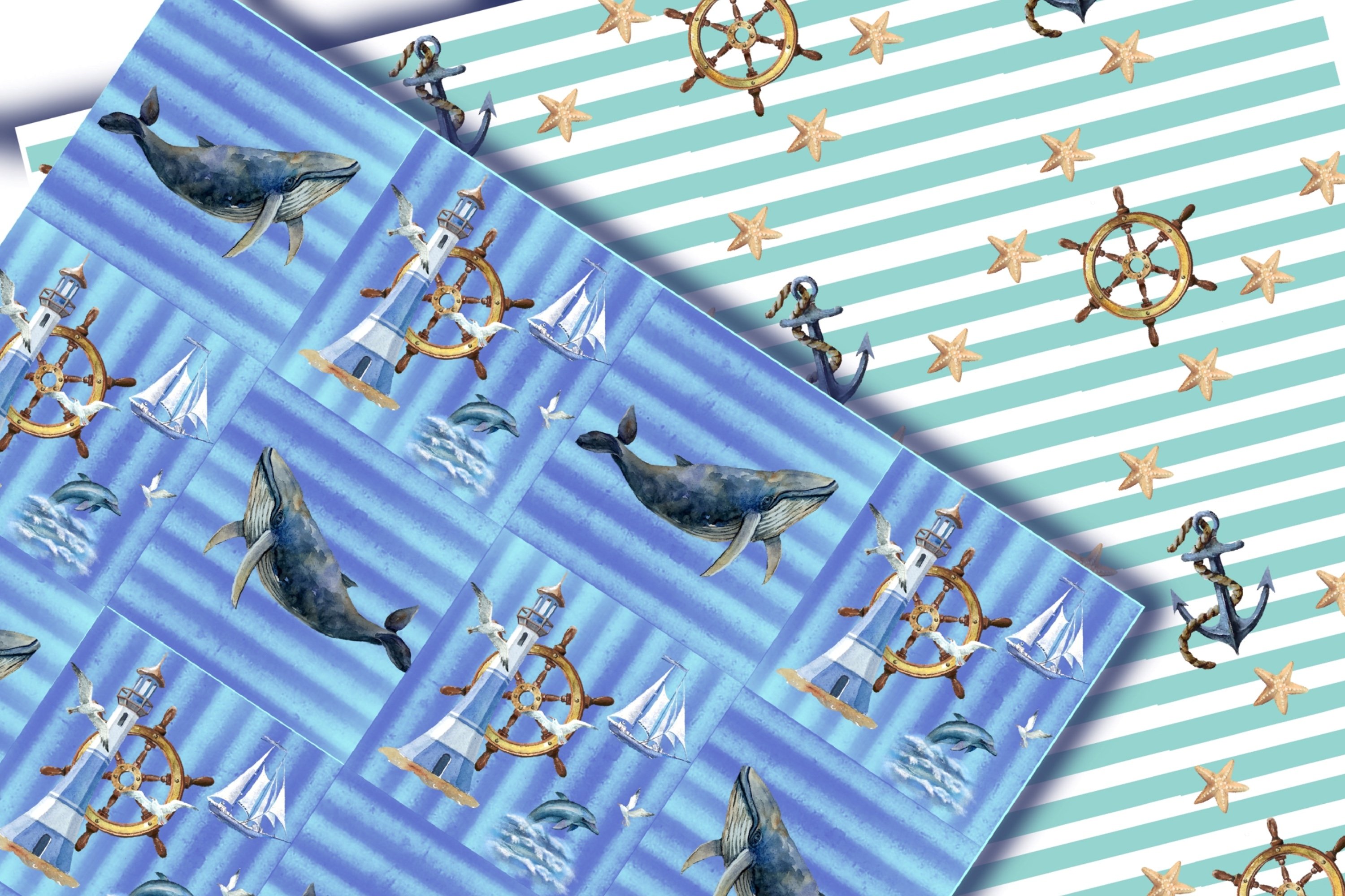 Watercolor Sea digital paper ,Nautical Pattern (919760) | Patterns ...