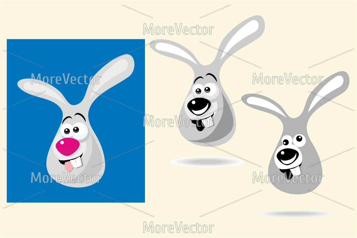 Happy bunny ears and face. (63819) | Illustrations | Design Bundles