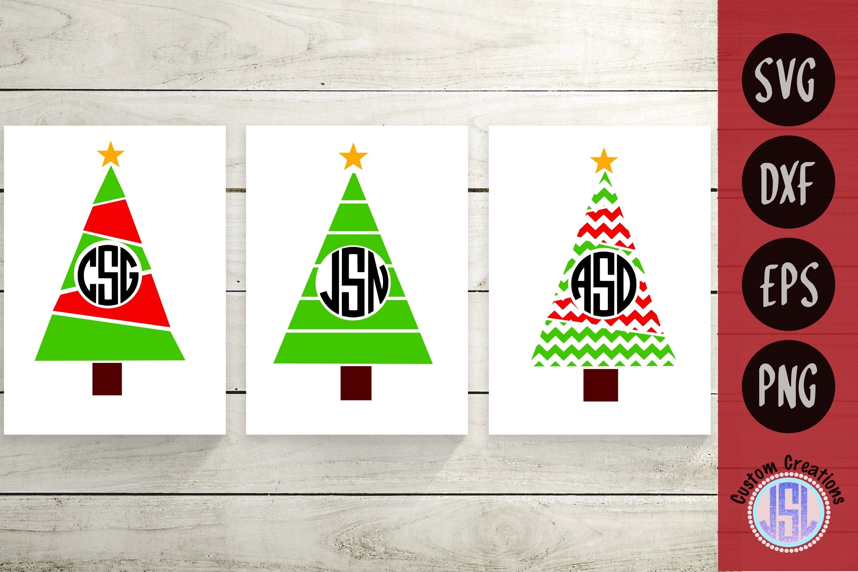 Christmas Tree Monogram Frames |12| Bundle SVG DXF EPS PNG (126835 ...