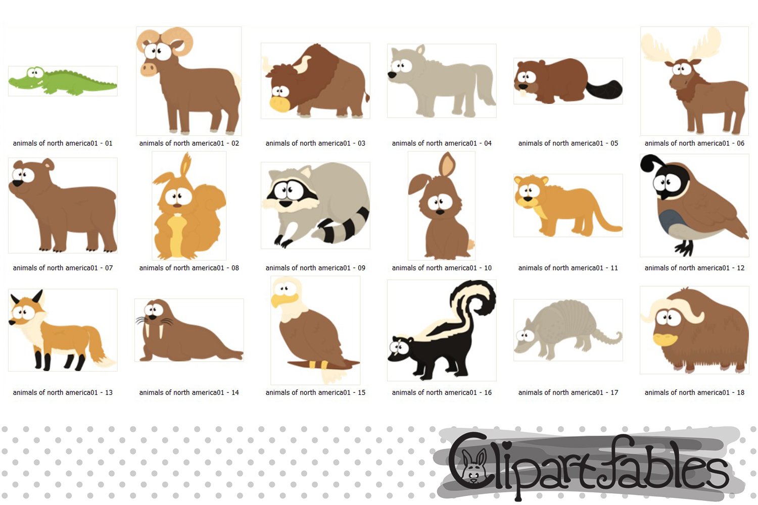 Cute ANIMALS clipart, Animals of North America, USA wildlife (268754 ...