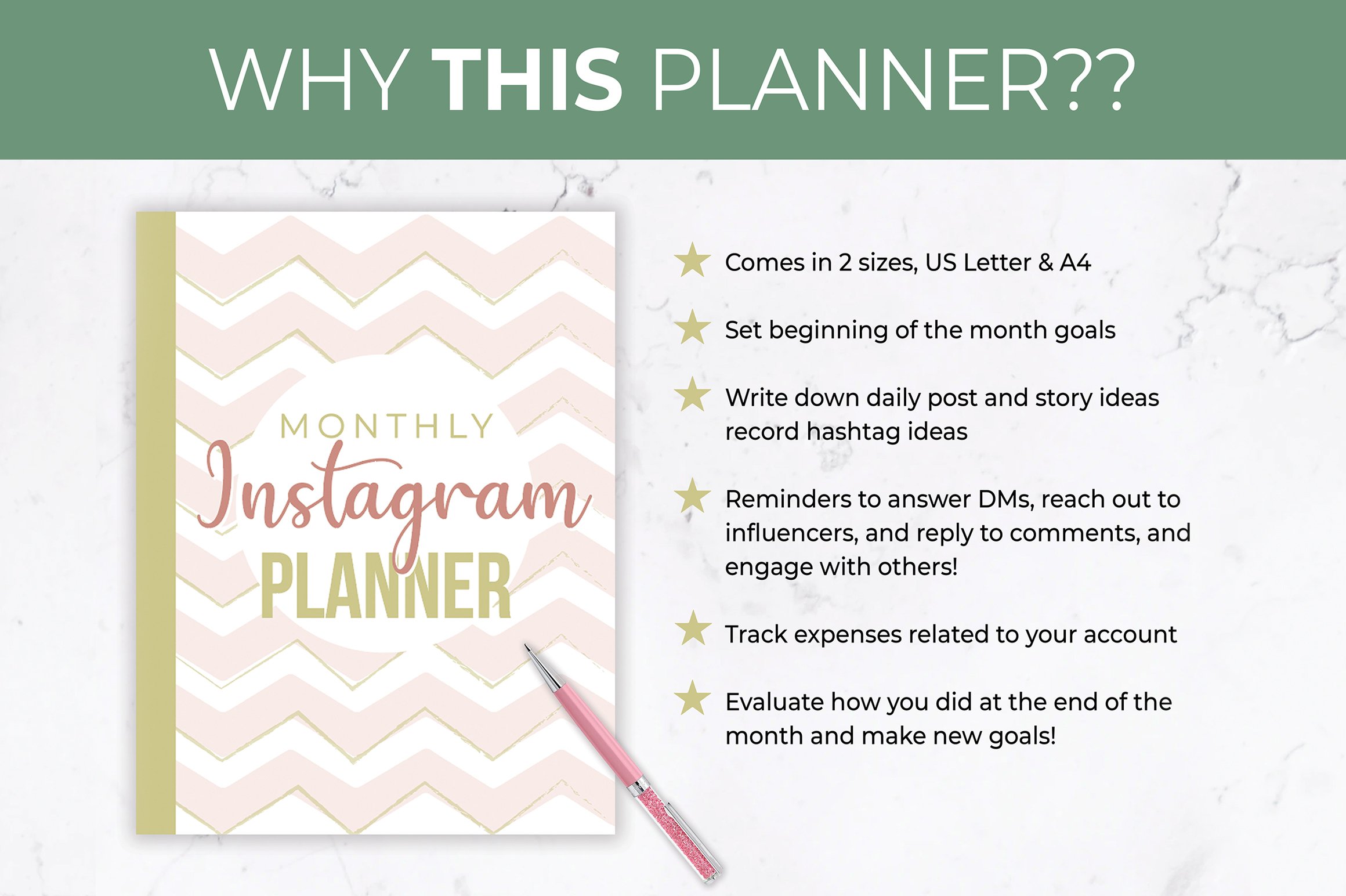 Instagram Monthly Content Planner | Printable PDF (1205346) | Digital ...