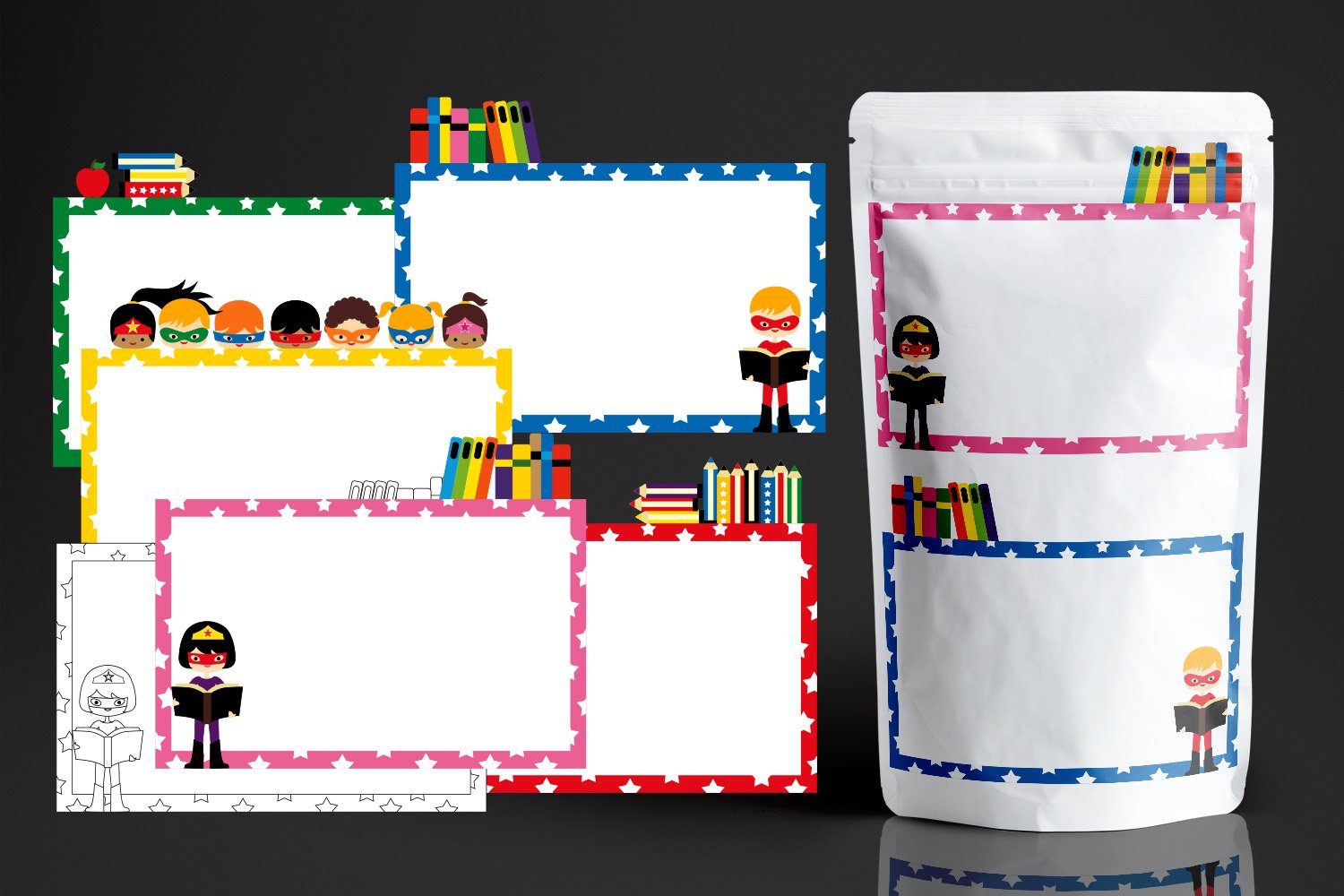 Superhero borders horizontal layout (223462) | Illustrations | Design ...