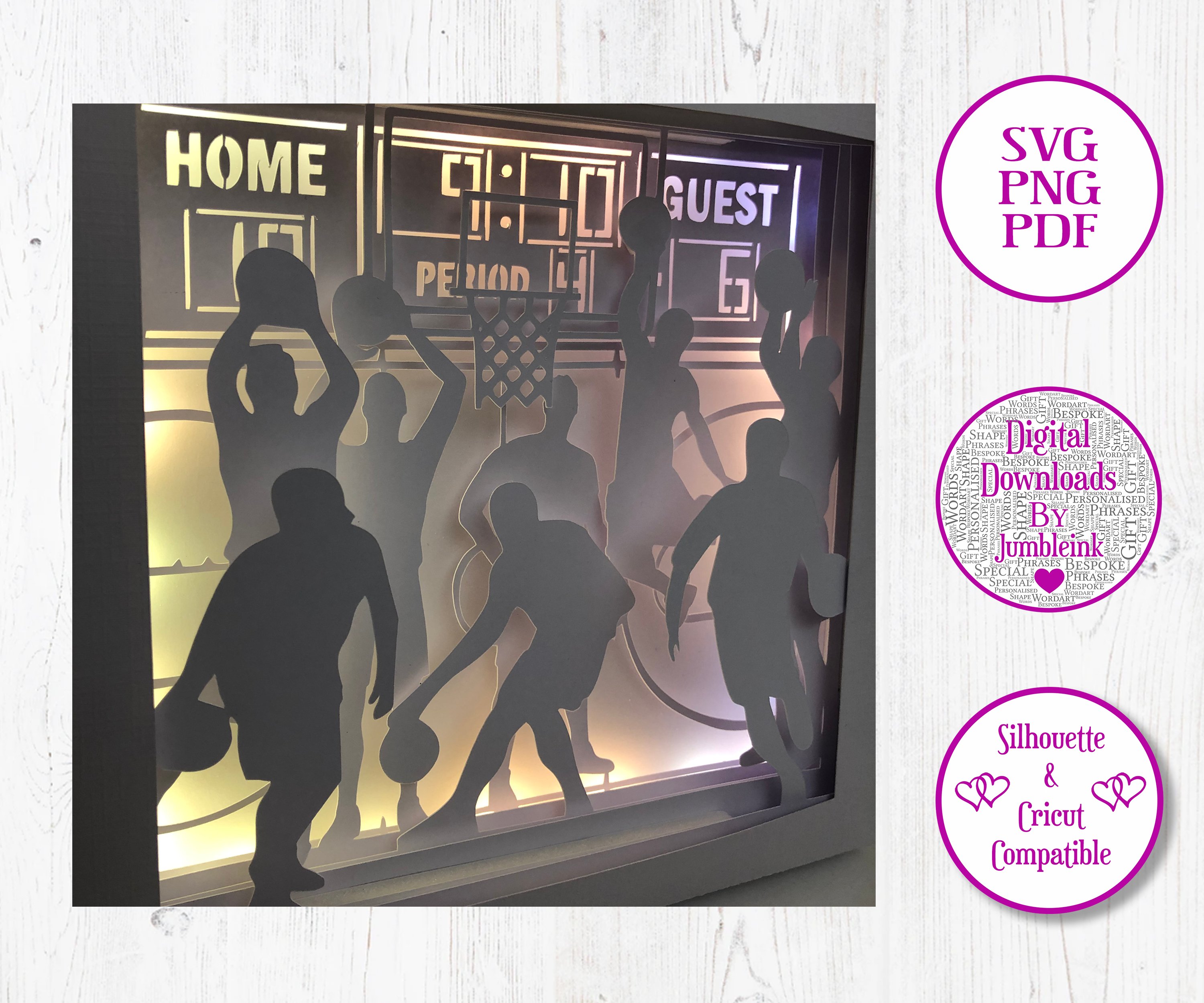Basketball - 3D Paper Cut Template Light Box (787802) | Cut Files ...