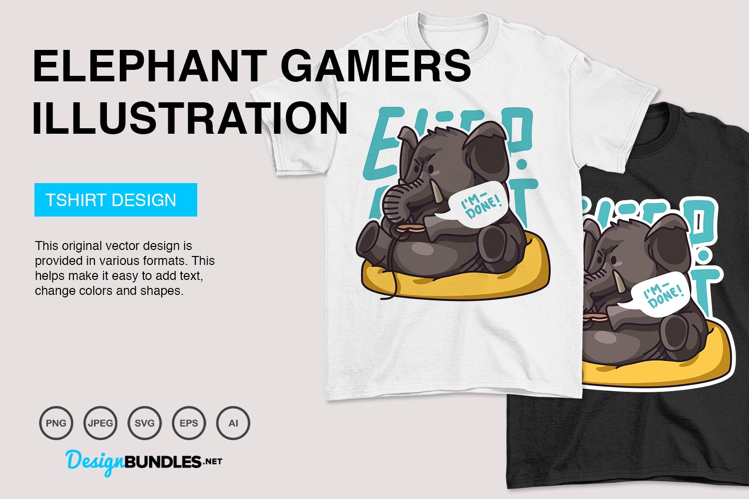 Elephant Gamer Illustration