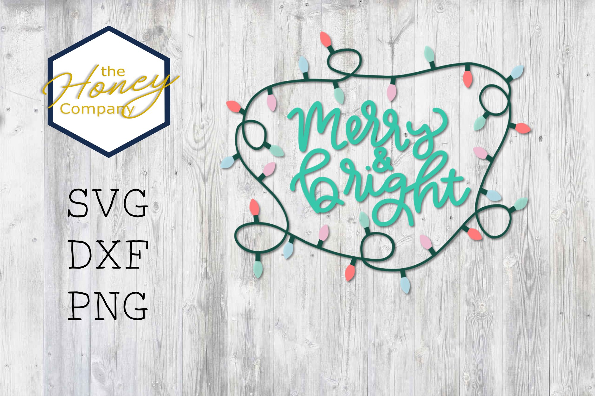 Merry and Bright Christmas Lights SVG PNG DXF Holiday Cheer (807710 ...