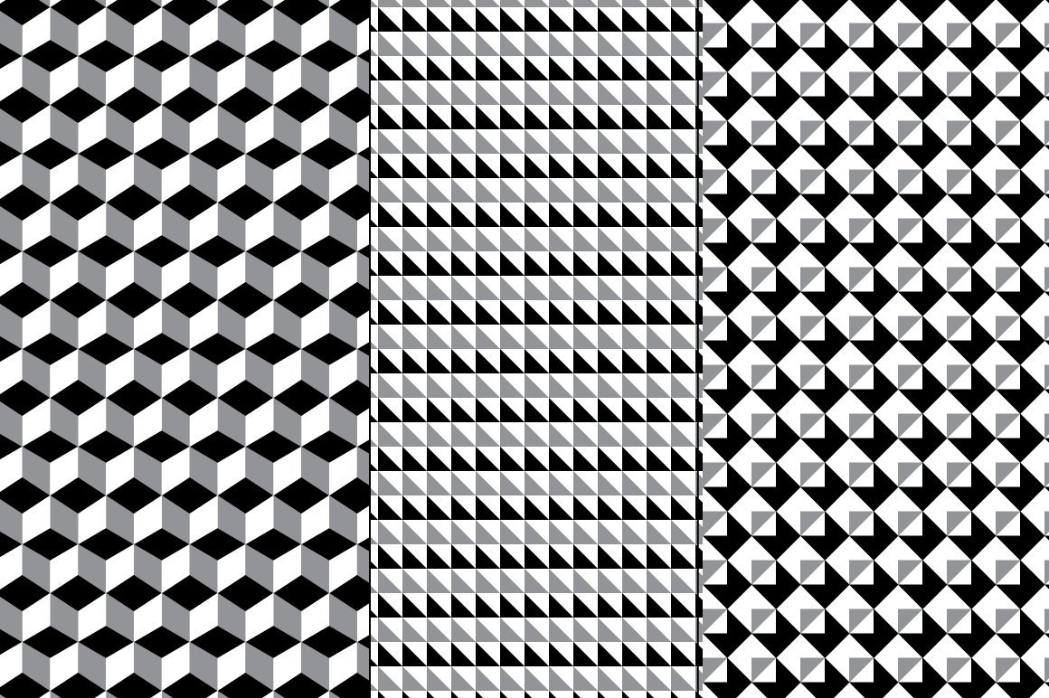 Seamless Black White Gray Geometrics (157702) | Patterns | Design Bundles