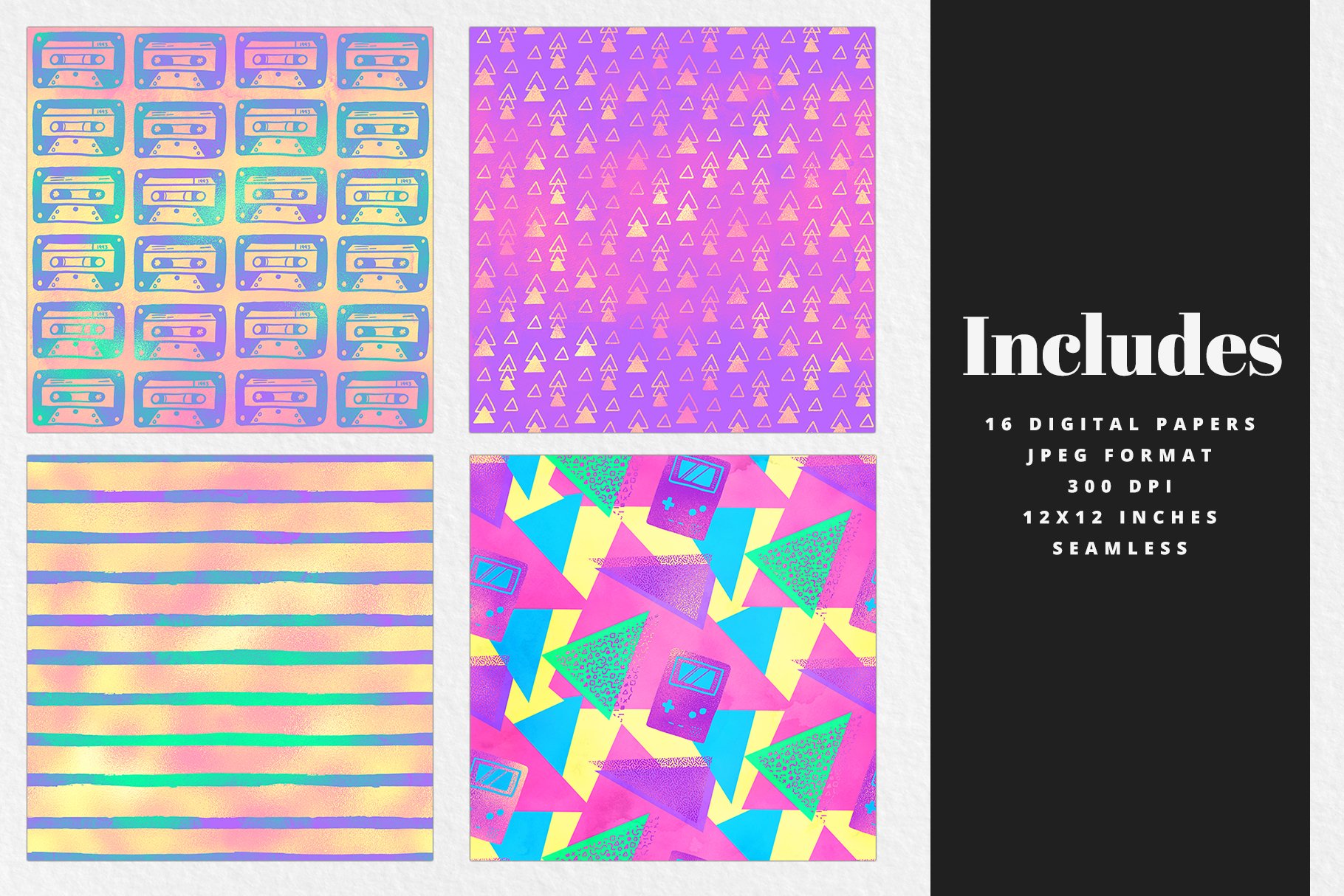 90s Digital Paper Pack