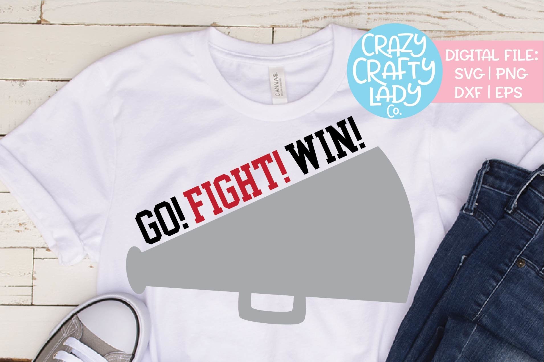 Go Fight Win Megaphone Cheerleader SVG DXF EPS PNG Cut File (289281 ...