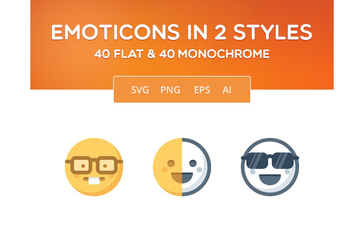 Simple Emoticons in 2 styles (6682) | Icons | Design Bundles
