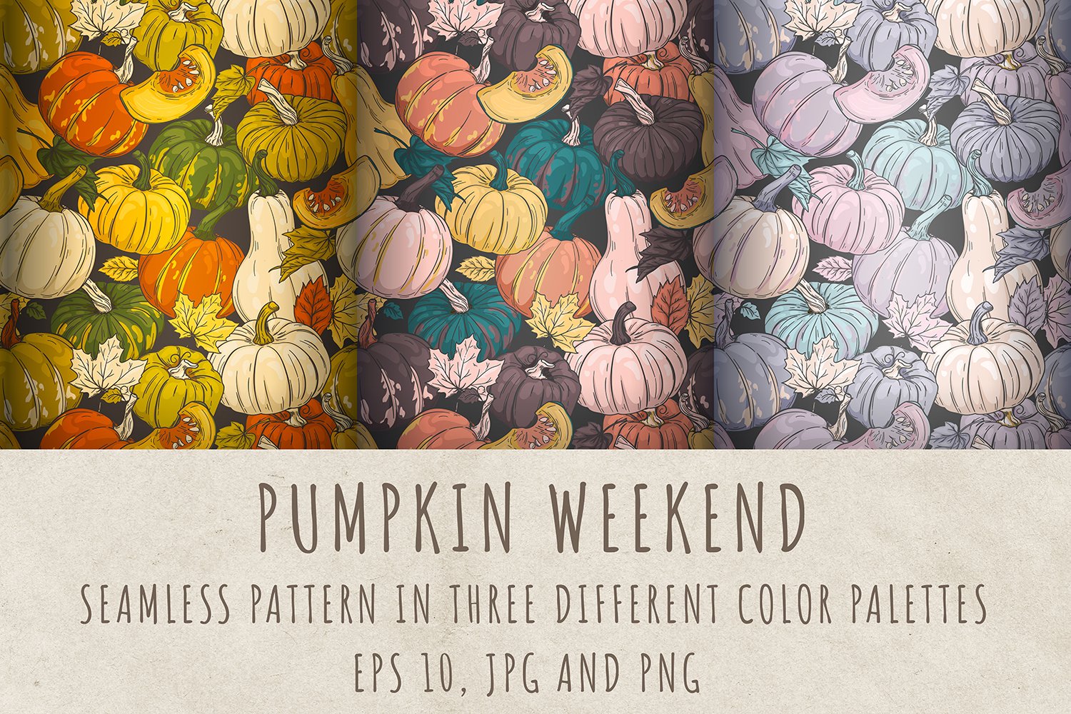 Pumpkin weekend. Seamless pattern (887547) | Patterns | Design Bundles