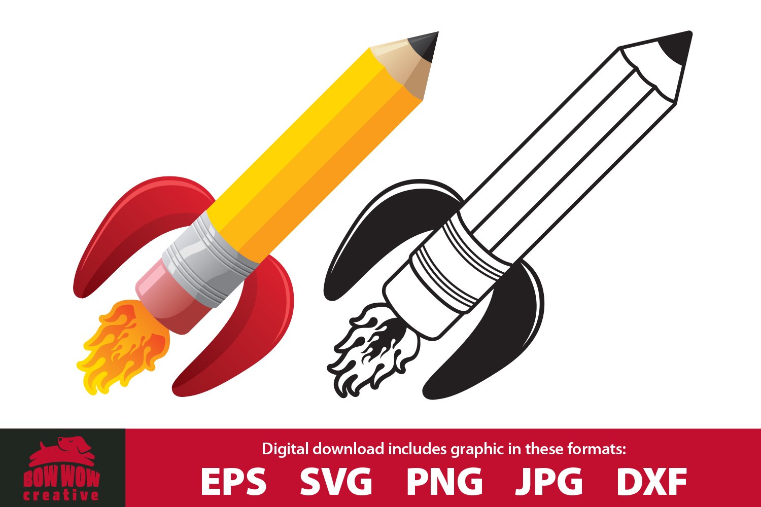 Pencil Rocket - Back to School Cutting File & Clipart (644341) | Cut ...