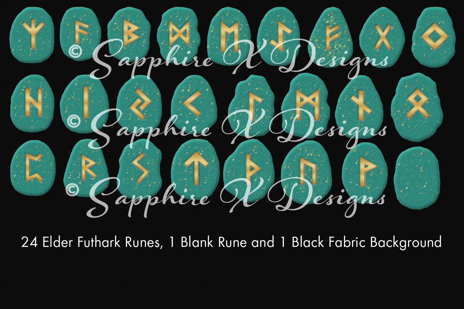 Elder Futhark Runes - Turquoise Runestones Clipart Images (37801 ...