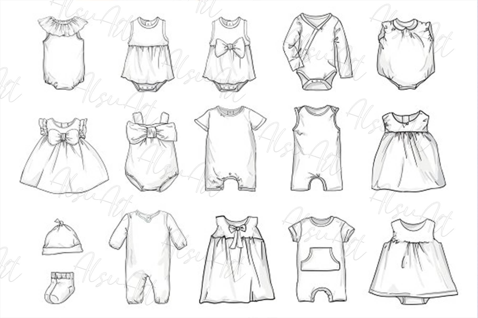 Baby clothing set vector illustration (915202) | Illustrations | Design ...