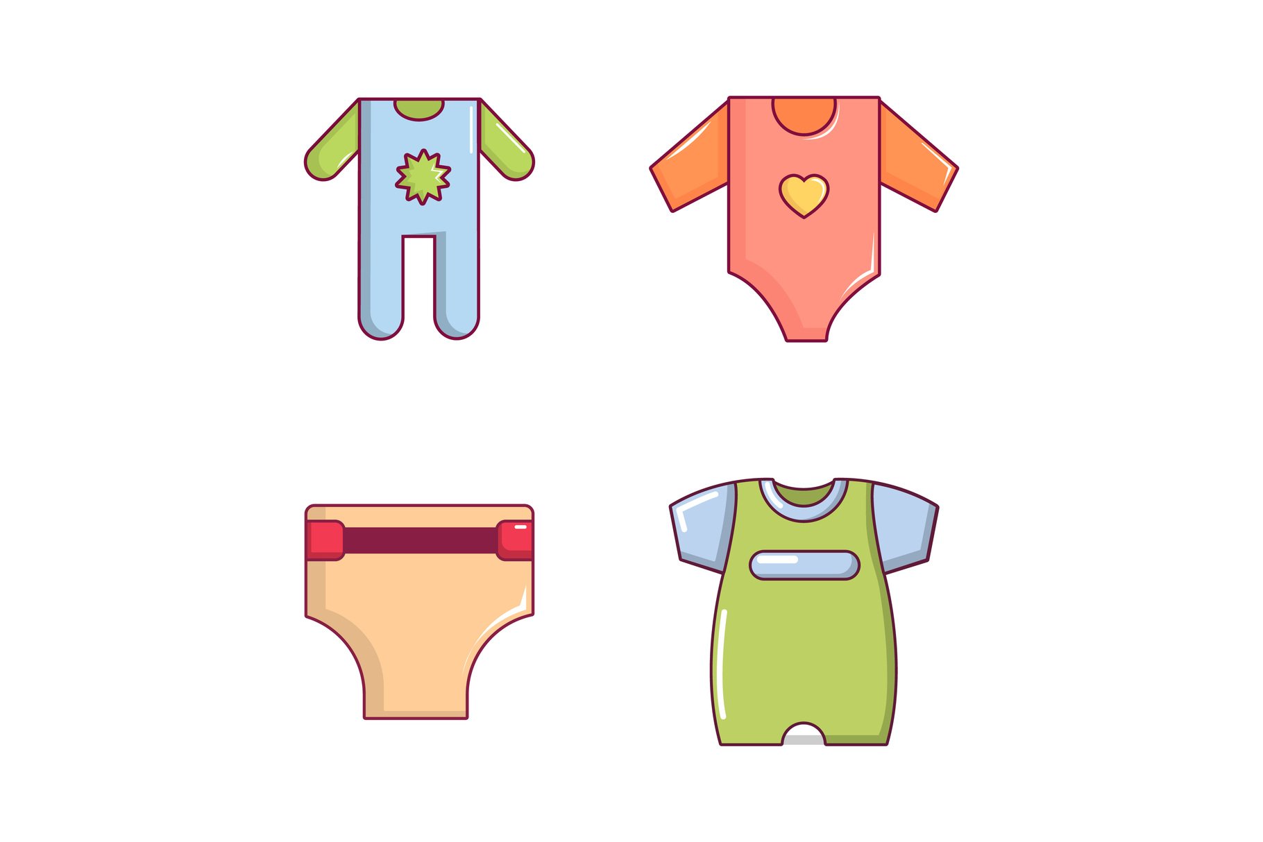 Baby clothes icon set, cartoon style (491090) | Illustrations | Design ...