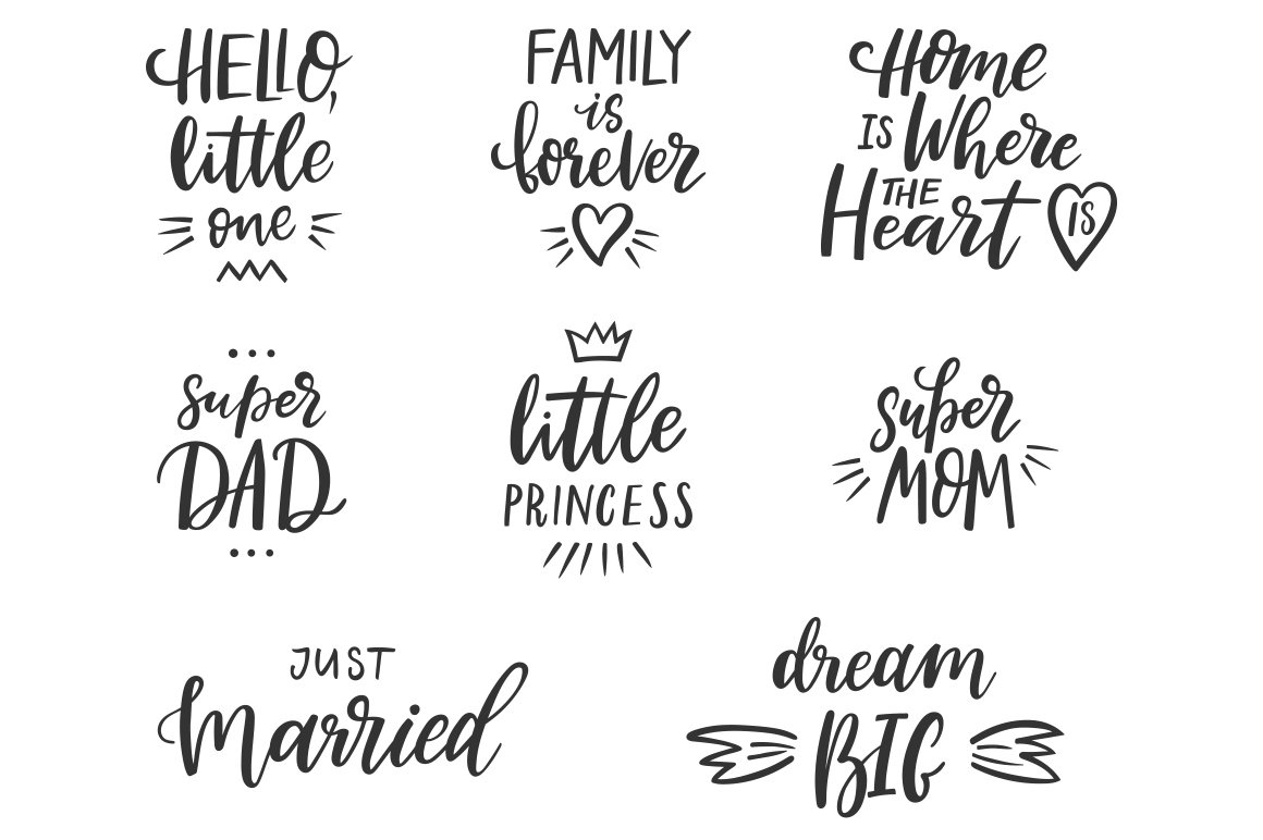 Family Lettering Pack (153789) | Illustrations | Design Bundles