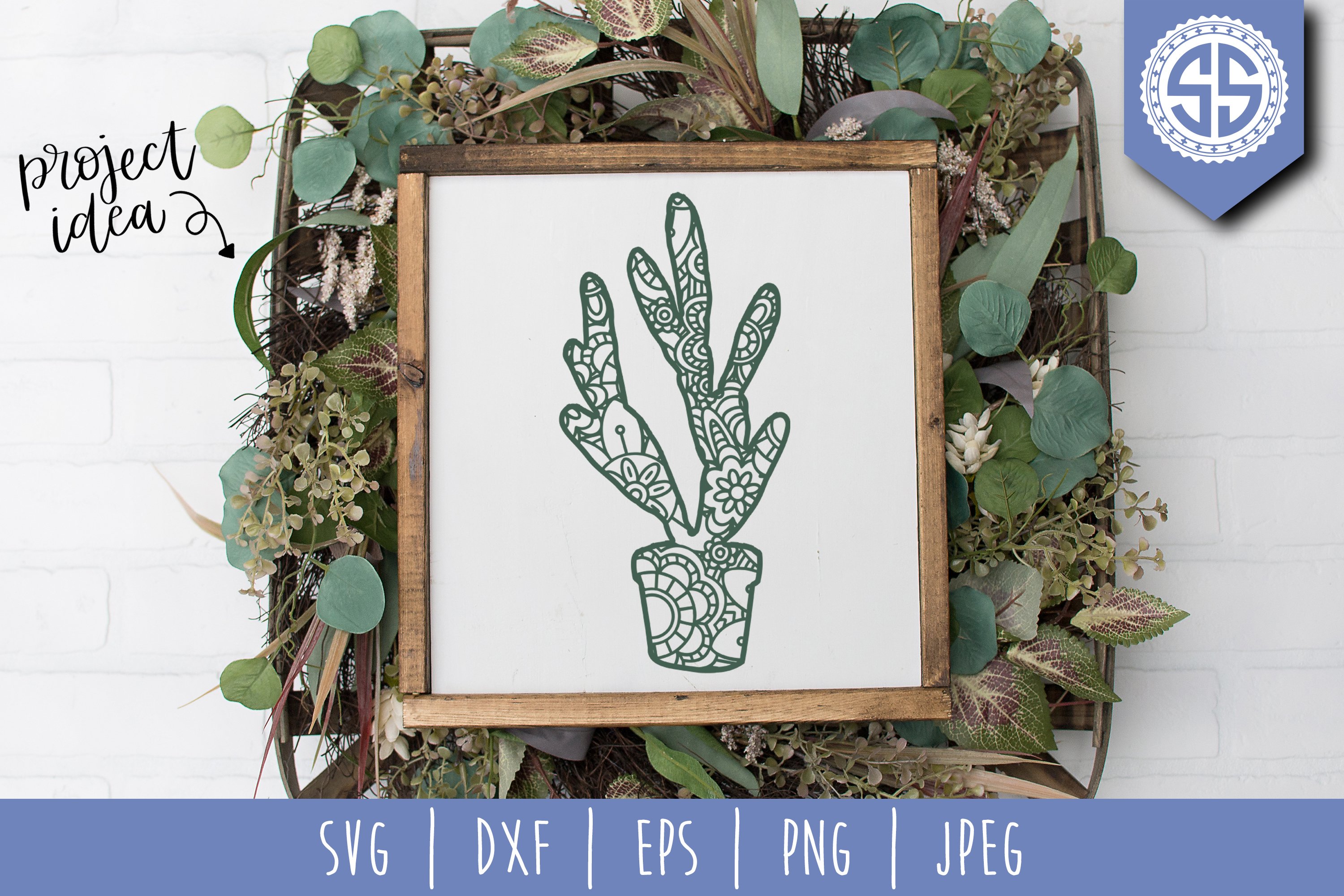 Cactus Mandala Zentangle SVG, DXF, EPS, PNG, JPEG (1079376) | Cut Files ...
