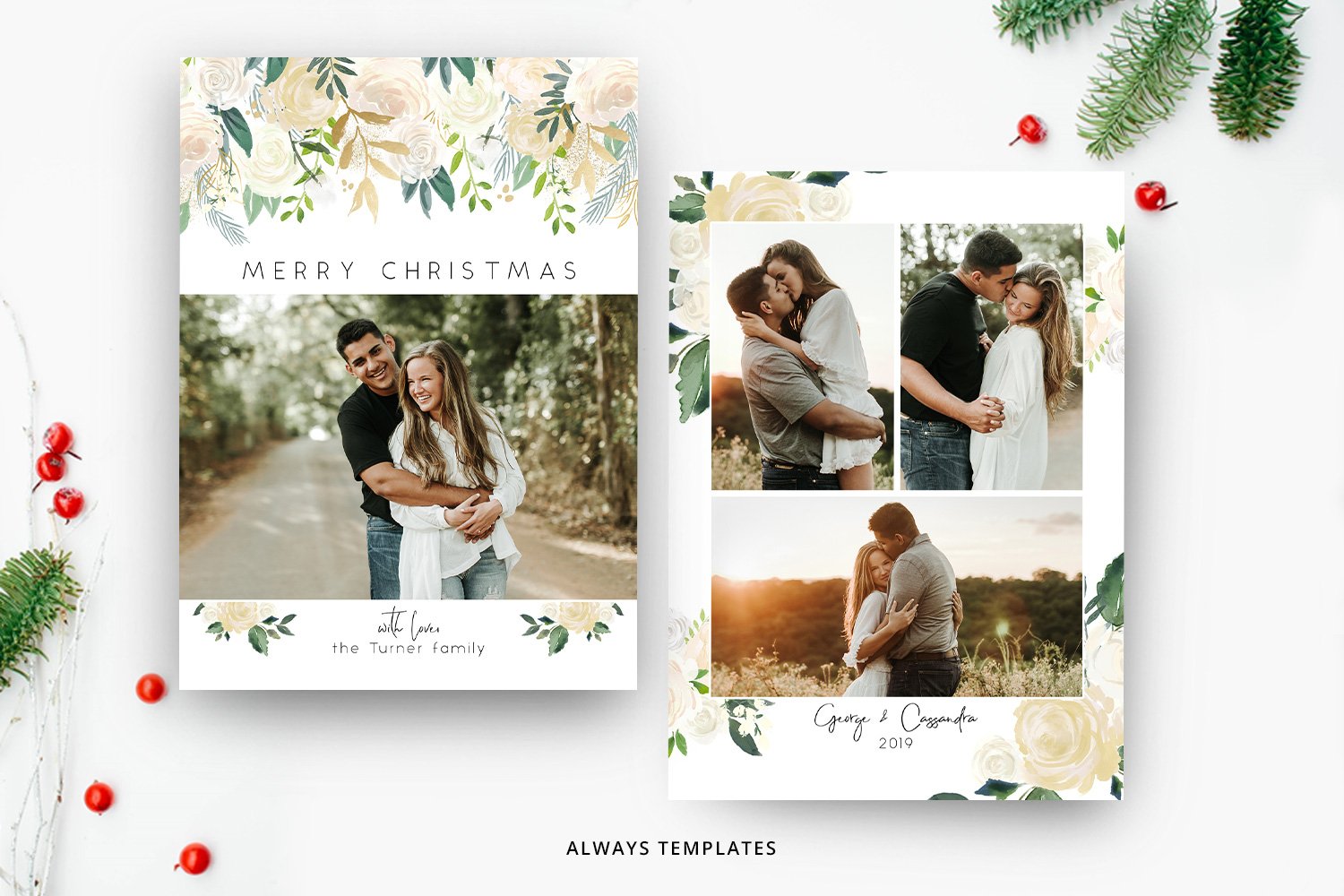 Christmas Card Template CC062 (359596) | Printables | Design Bundles