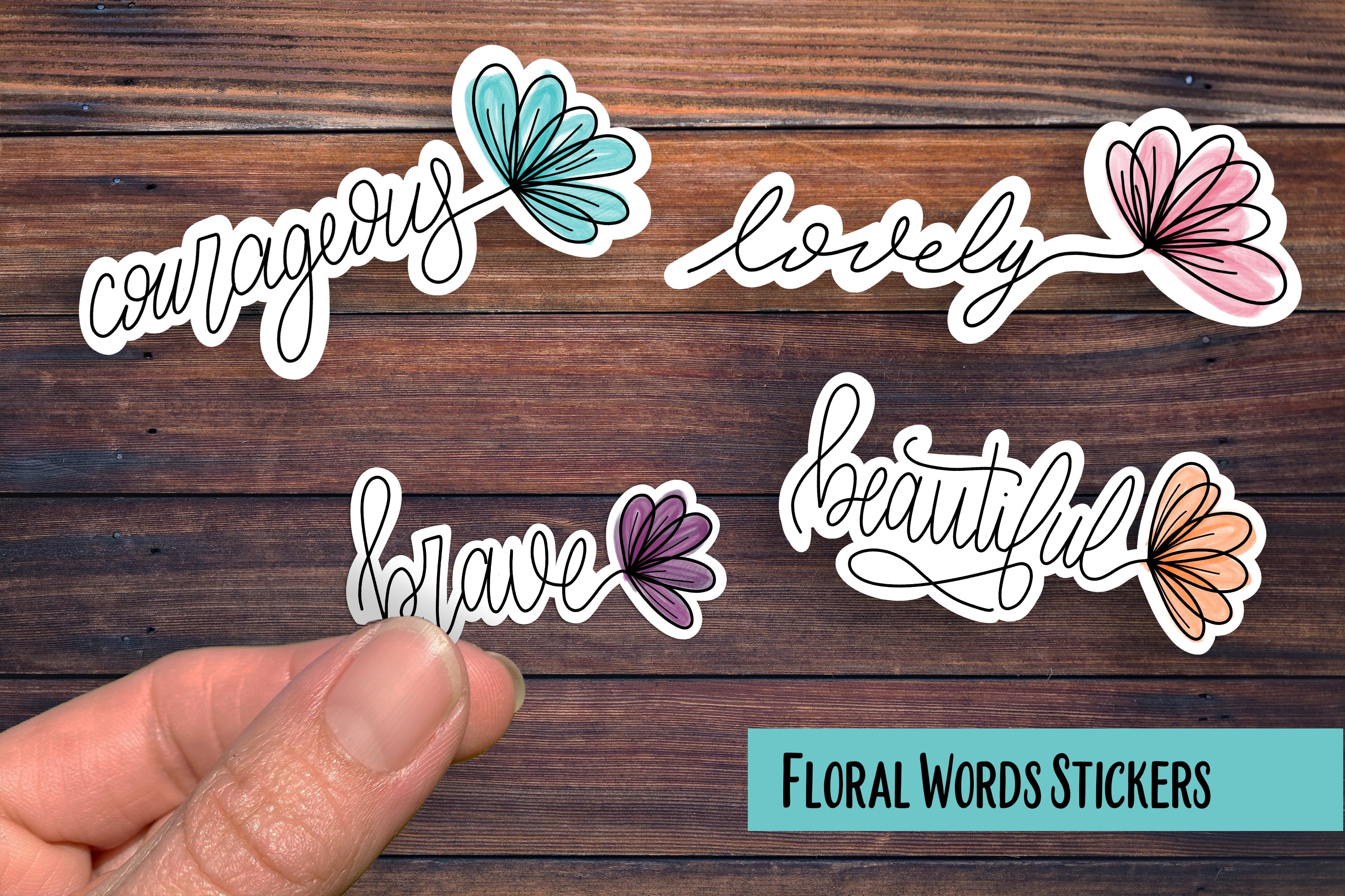 Floral Wording PNG Sticker Pack