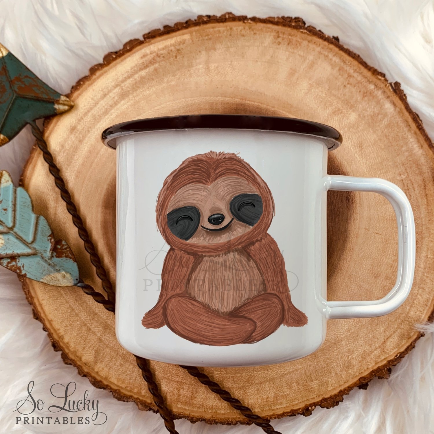 Sitting Sloth painted printable sublimation design (524652 ...