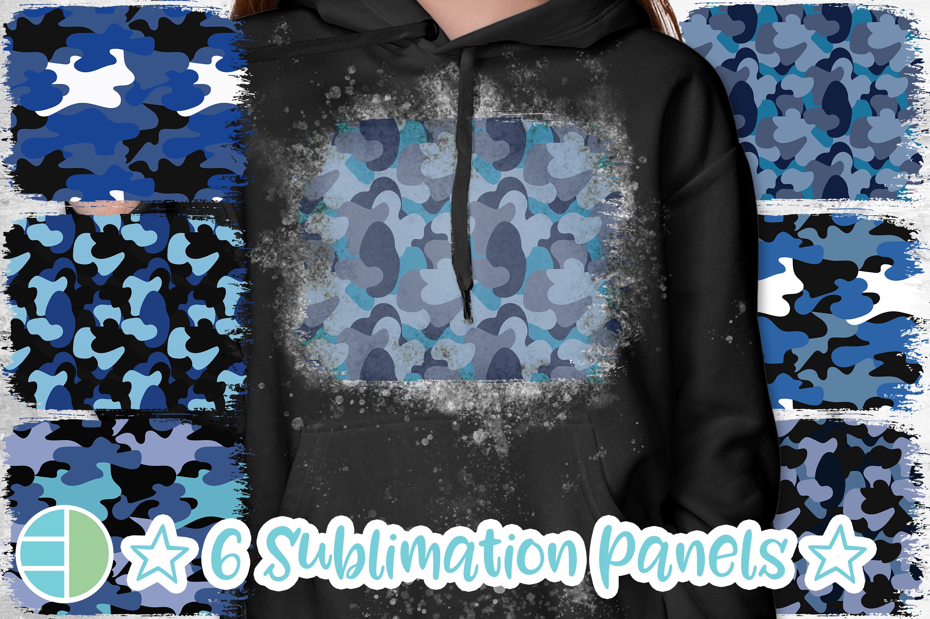 Blue Camo Patterns Panel PNG Sublimation Bleach Background (1318960 ...