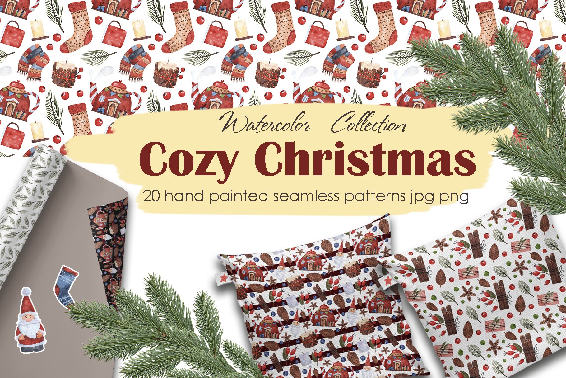 Cozy Christmas patterns (432048) | Illustrations | Design Bundles