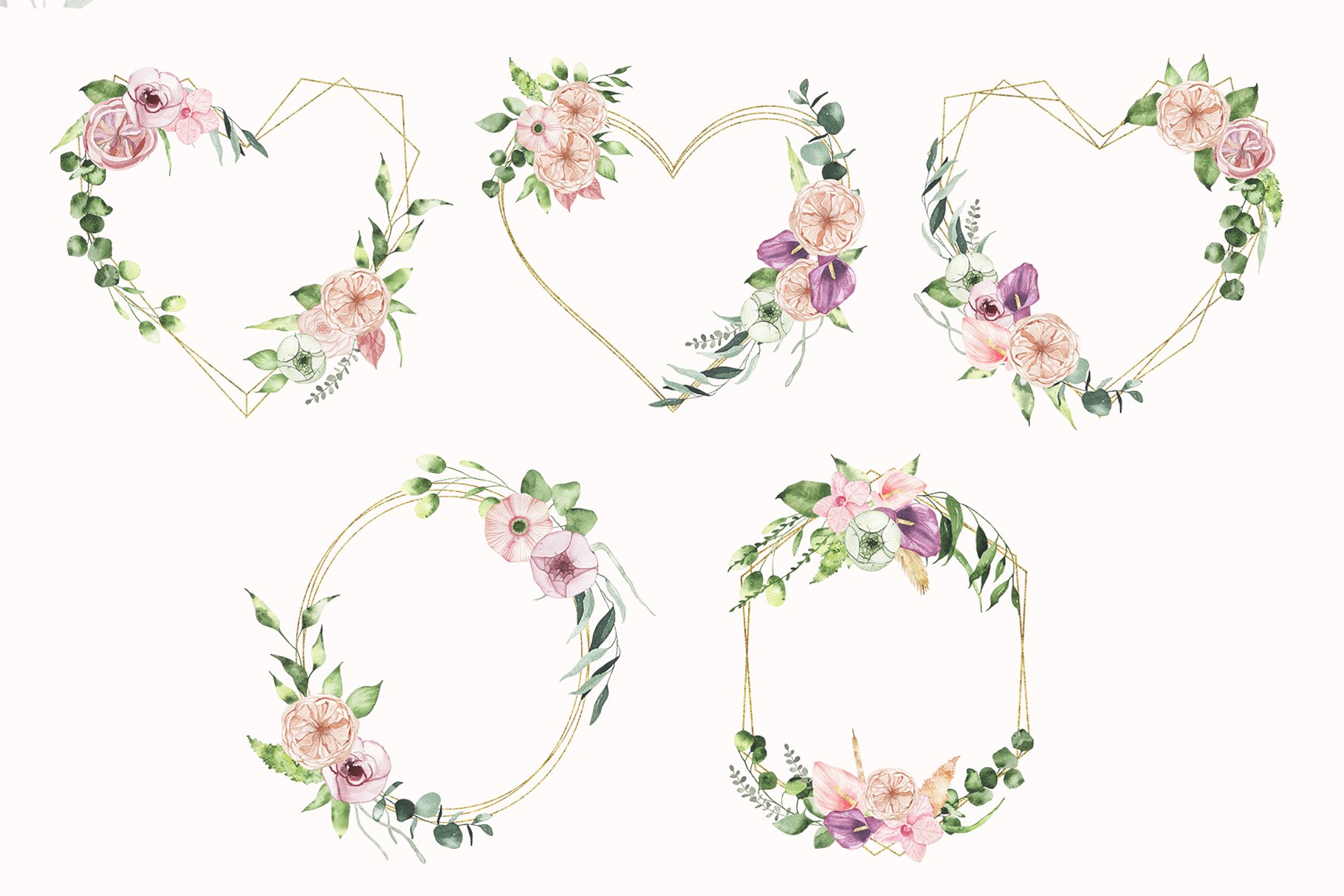 Valentines Day - watercolor floral clipart (431021) | Illustrations ...
